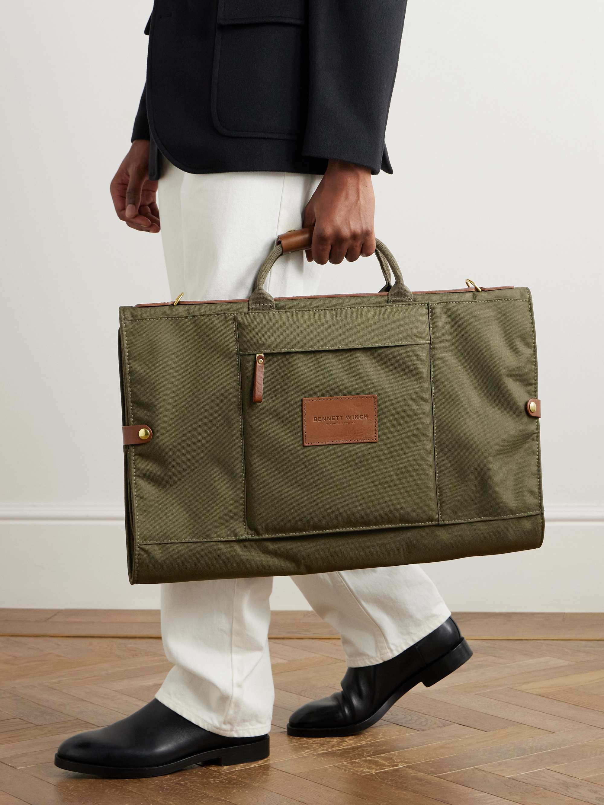 BENNETT WINCH The Trifold Leather-Trimmed Cotton-Canvas Suit Carrier ...