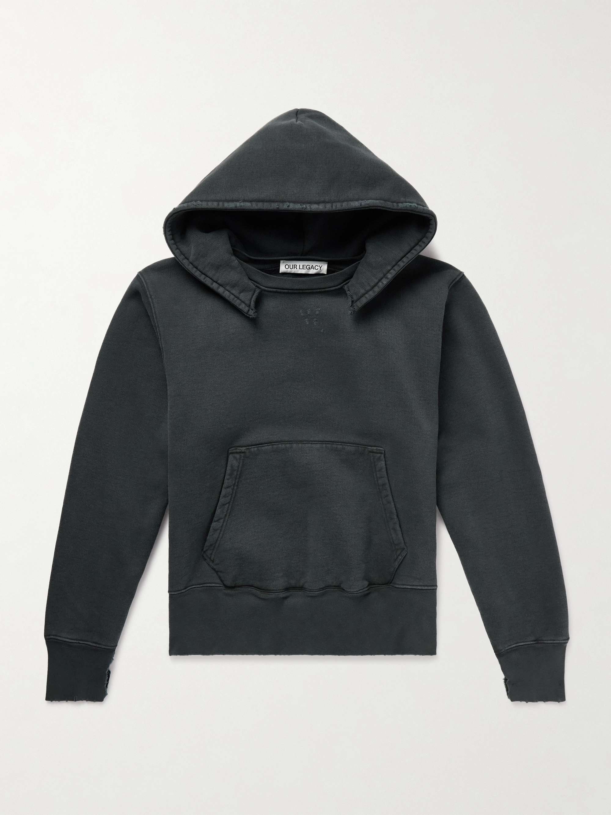 OUR LEGACY Relic Cropped Distressed Cotton-Jersey Hoodie for OUR LEGACY Relic Cropped Distressed Cotton-Jersey Hoodie for