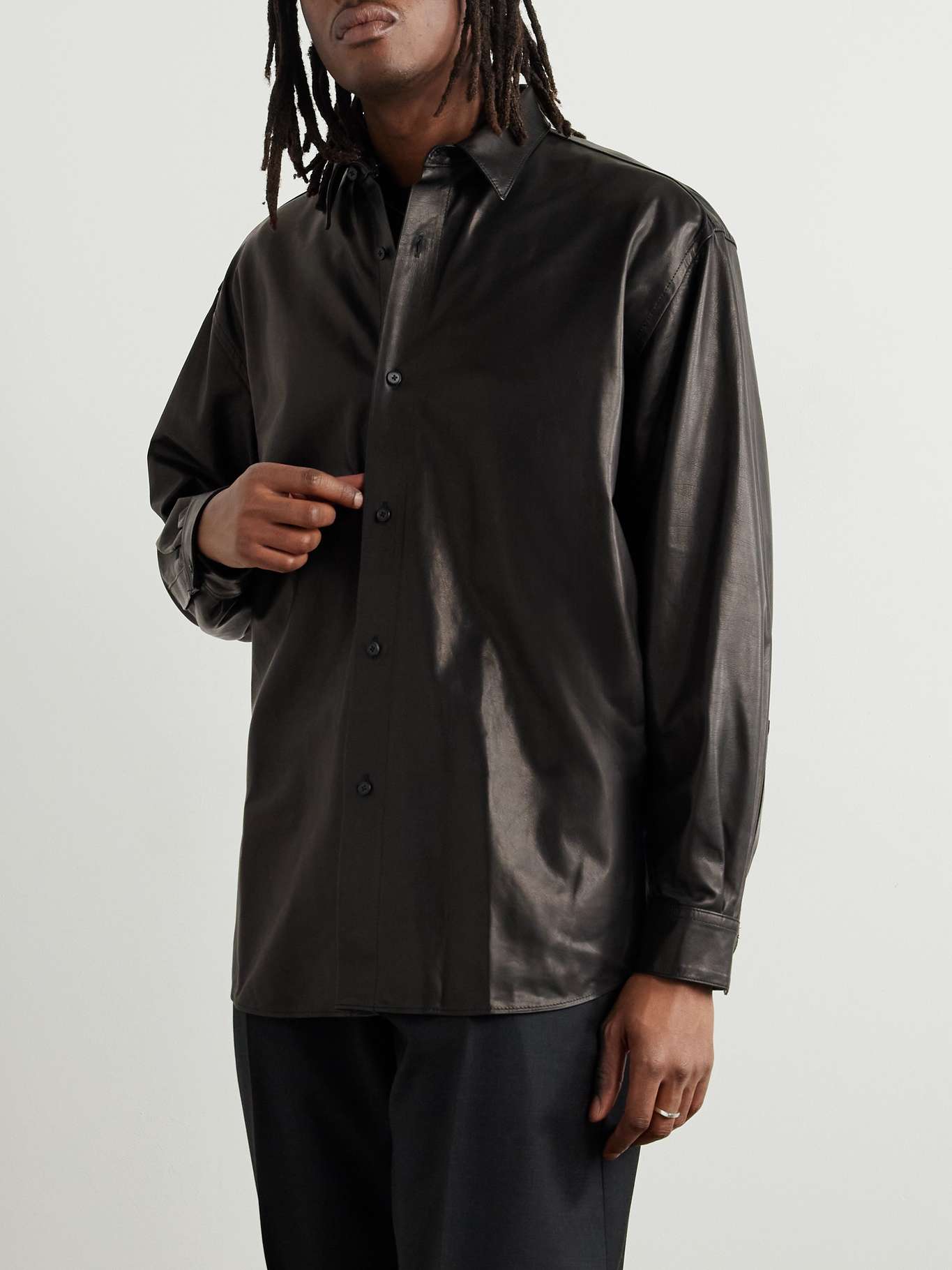 A.PRESSE Leather Shirt Jacket for Men | MR PORTER