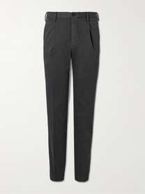 INCOTEX Venezia 1951 Slim-Fit Pleated Stretch-Cotton Trousers for Men | MR PORTER
