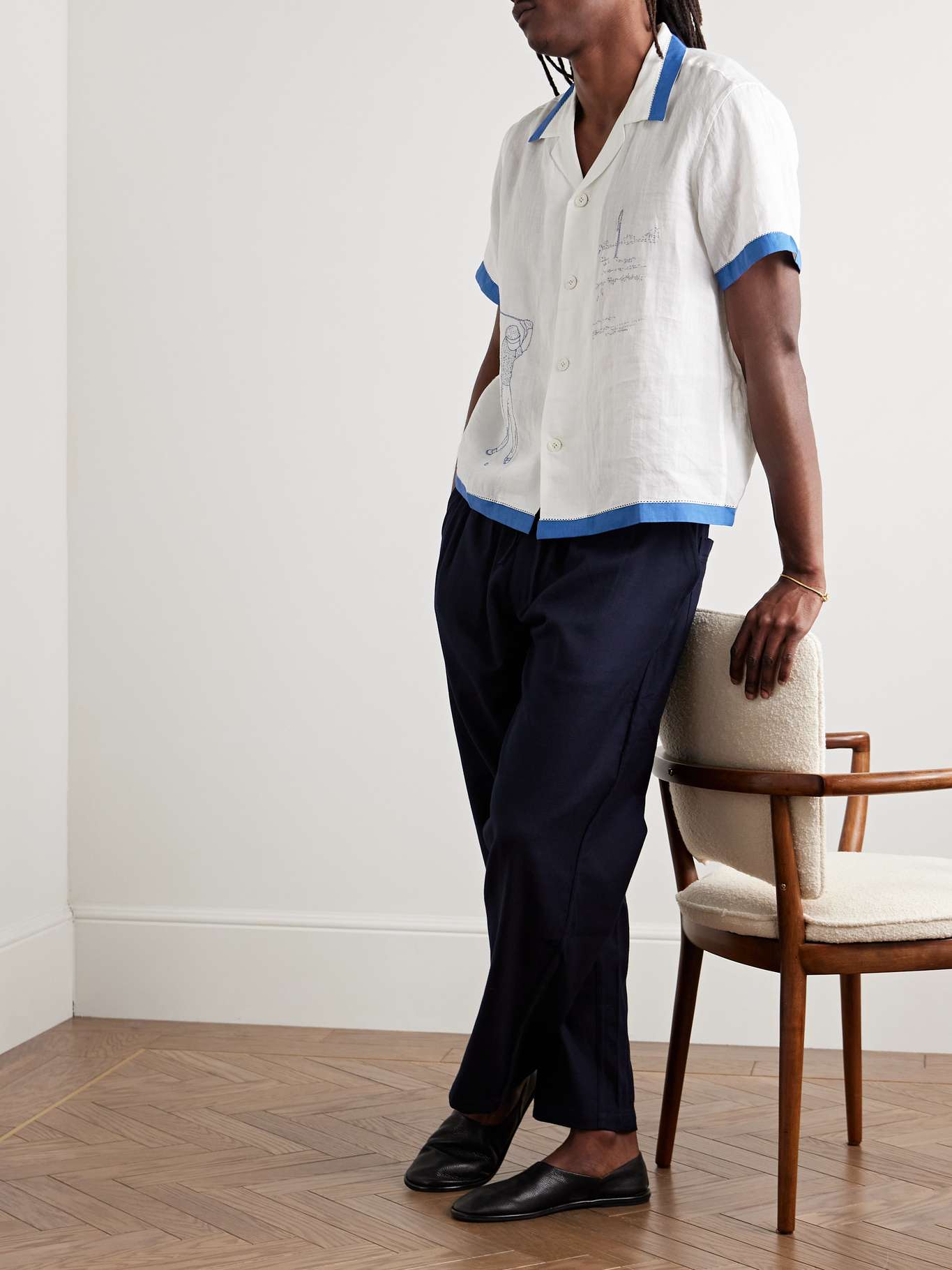 BODE Club Champion Camp-Collar Embroidered Linen Shirt for Men | MR PORTER