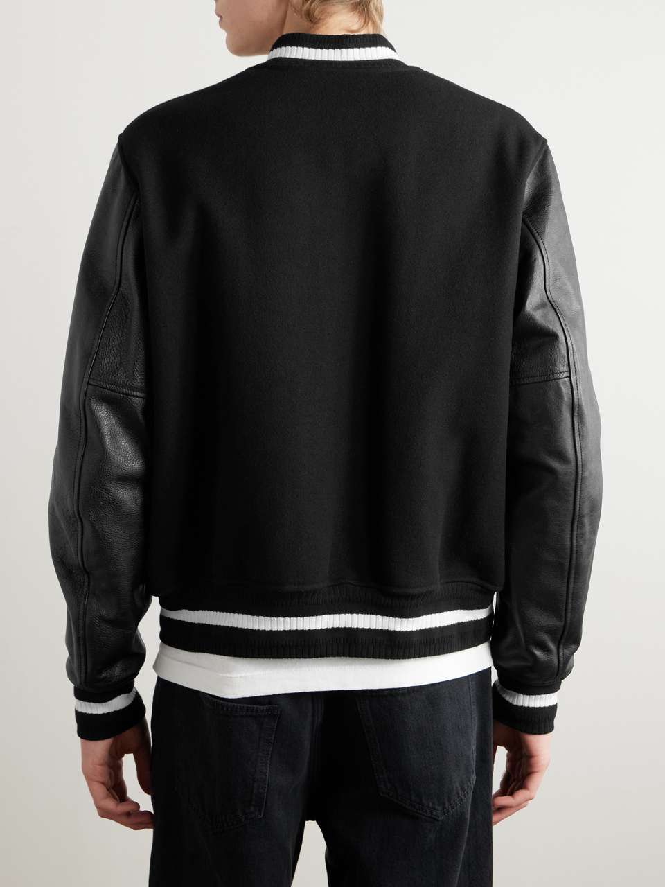 GIVENCHY Logo-Appliquéd Brushed Wool-Blend and Leather Varsity Jacket ...