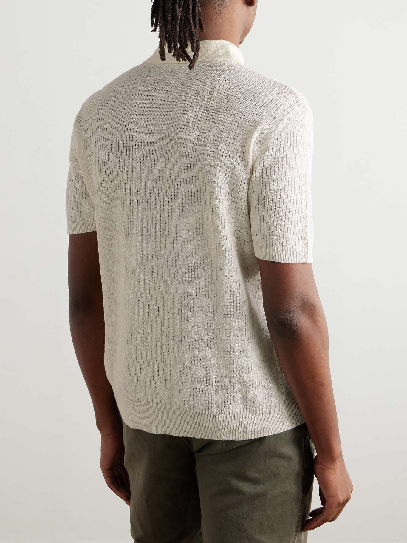 Neutral Marco Slim-Fit Ribbed Linen and Cotton-Blend Polo Shirt ...