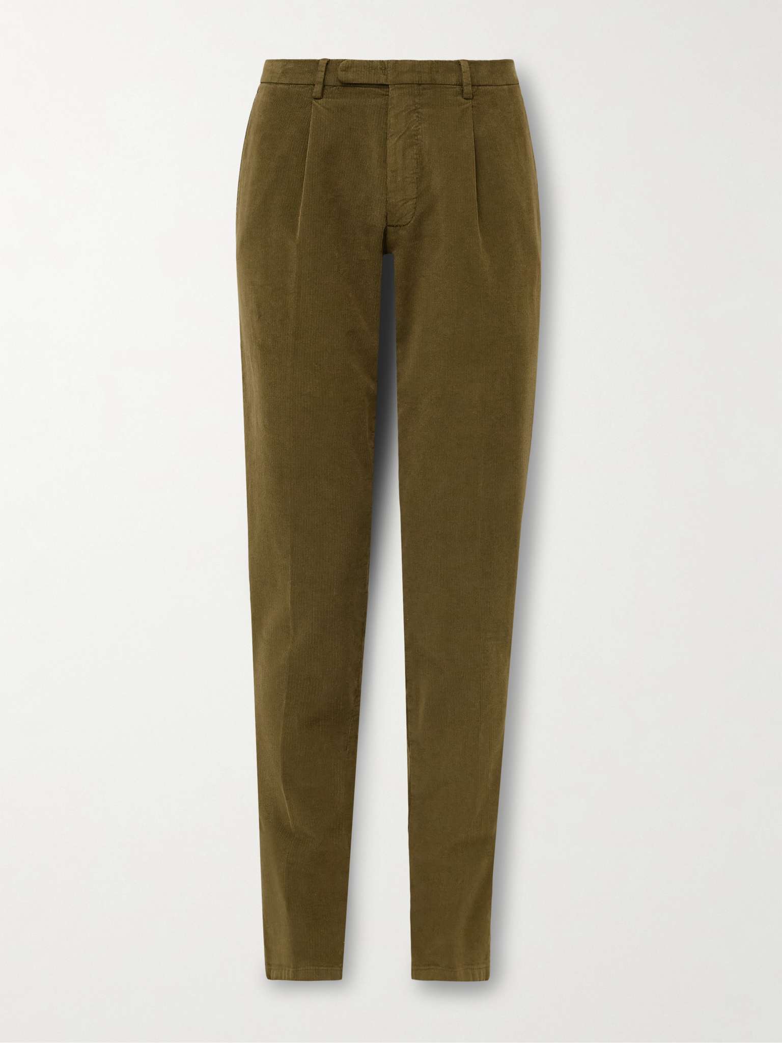 Forest green Slim-Fit Pleated Cotton-Blend Corduroy Suit Trousers | BOGLIOLI | MR PORTER