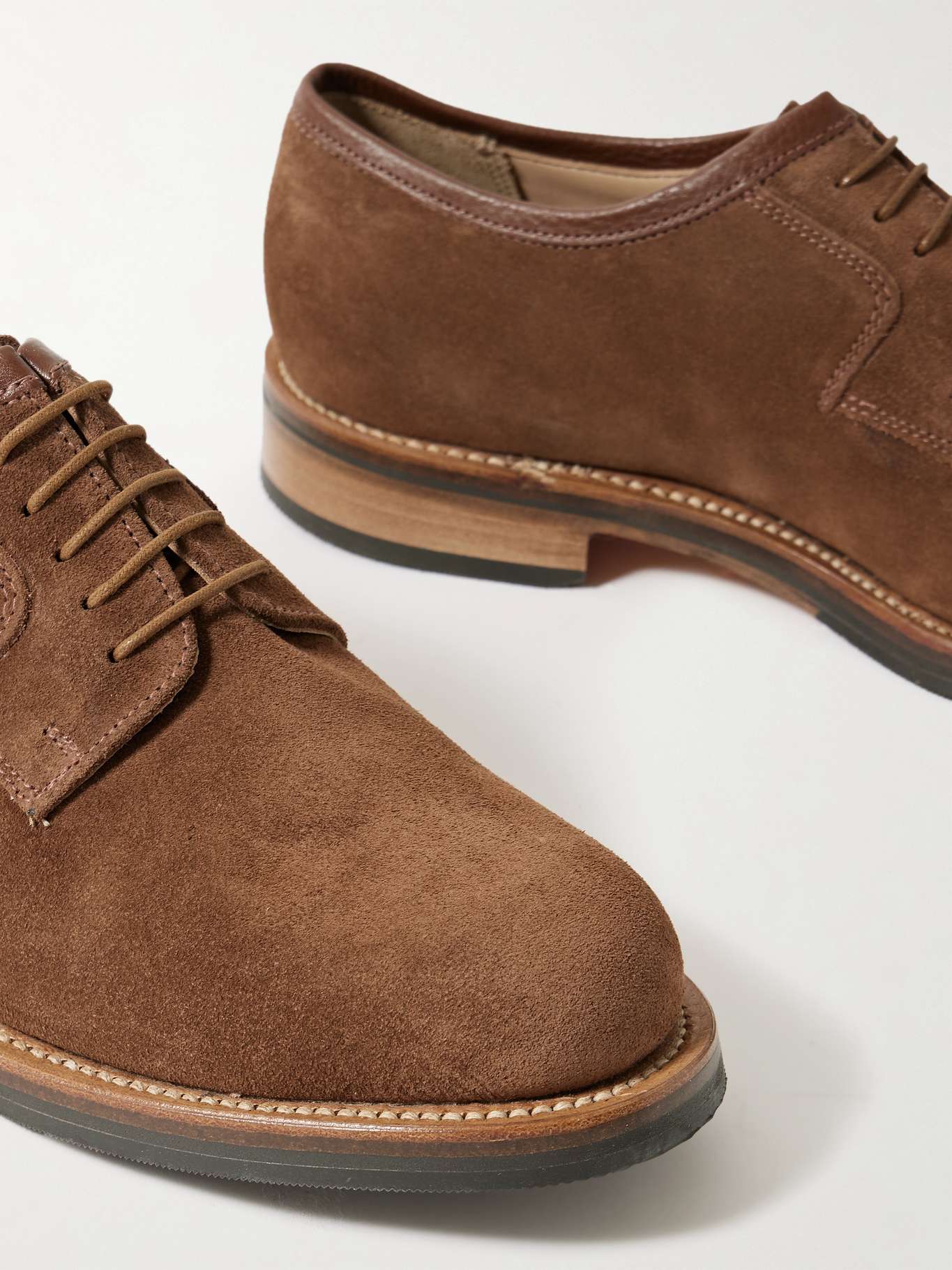 GRENSON Camden Leather-Trimmed Suede Derby Shoes for Men | MR PORTER