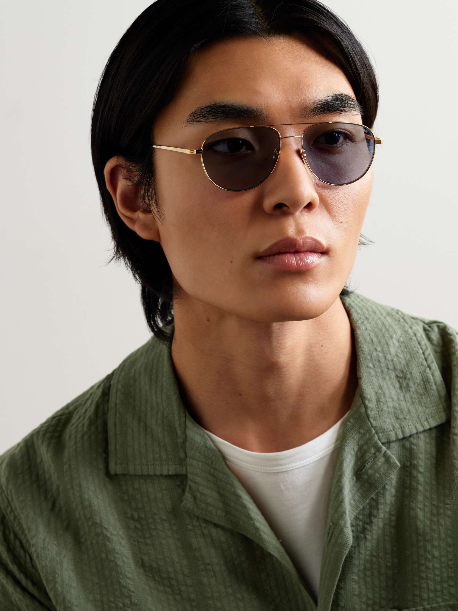 CUTLER AND GROSS 0002 Aviator-Style Rose Gold-Plated Sunglasses for Men ...