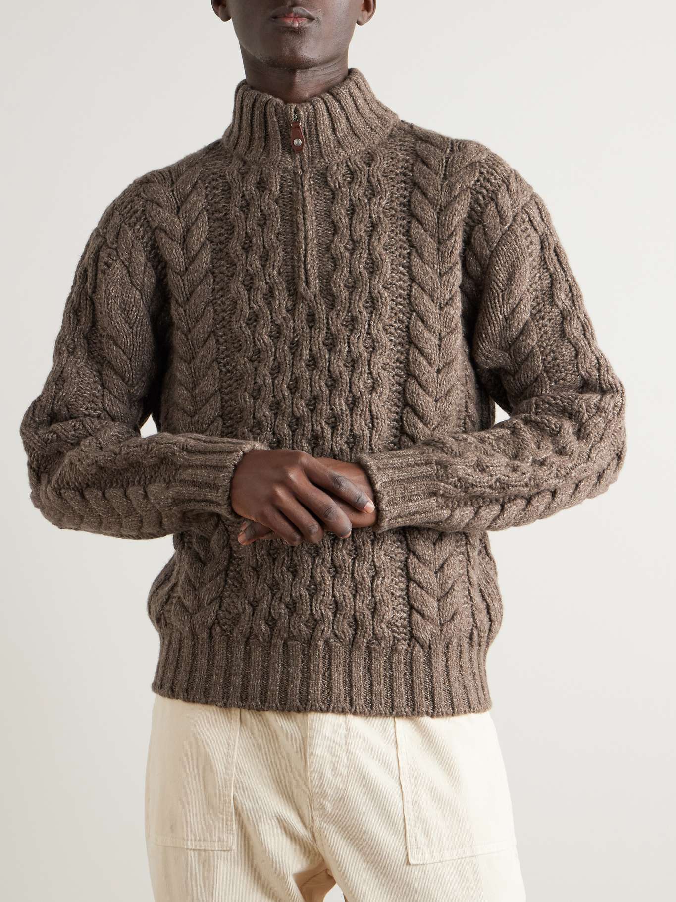 LORO PIANA Cable-Knit Cashmere Half-Zip Sweater for Men | MR PORTER