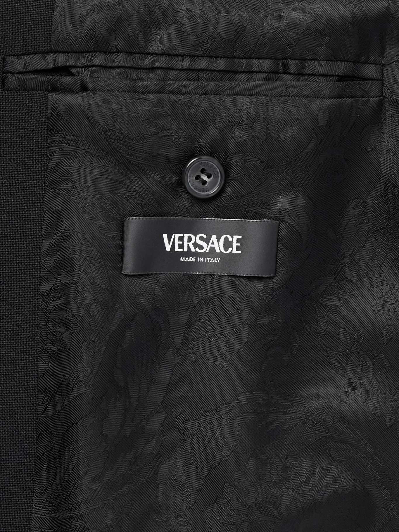VERSACE Slim-Fit Embellished Satin-Trimmed Wool and Mohair-Blend Tuxedo ...