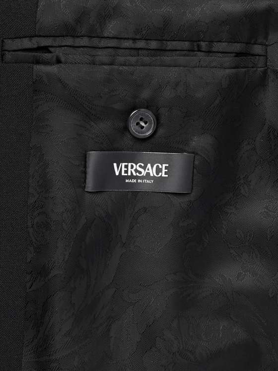 VERSACE Slim-Fit Embellished Satin-Trimmed Wool and Mohair-Blend Tuxedo ...