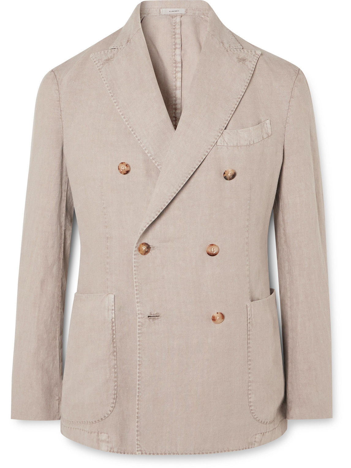 Boglioli - Unstructured Garment-Dyed Linen Double-Breasted Suit Jacket ...