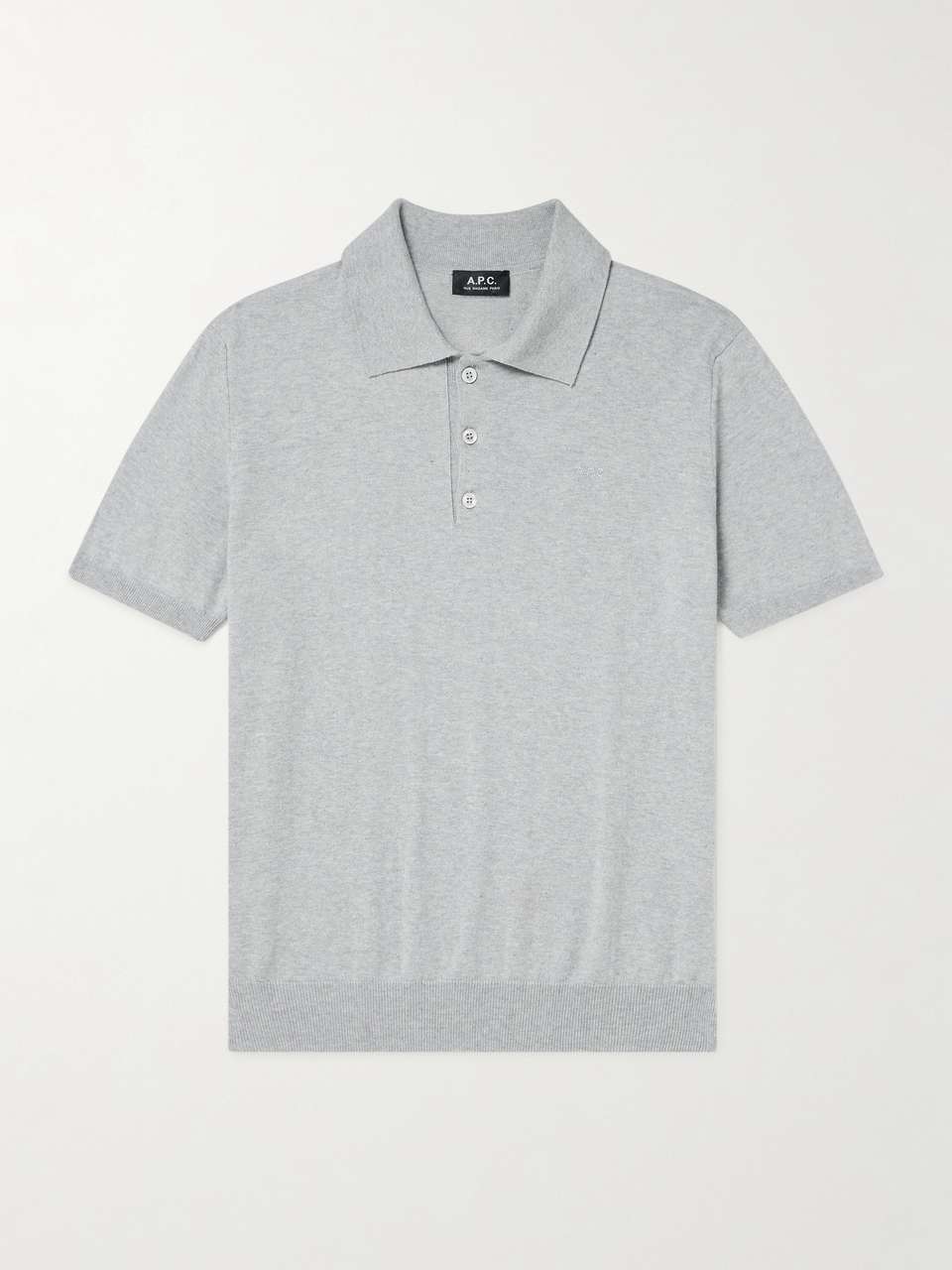 A.P.C. Gregory Slim-Fit Logo-Embroidered Cotton and Cashmere-Blend Polo ...