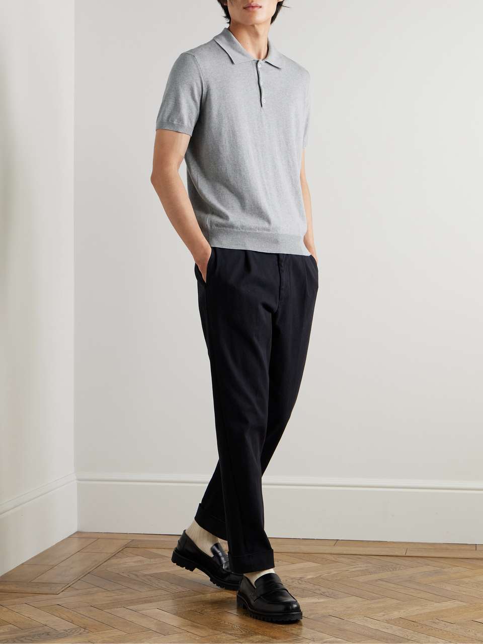 A.P.C. Gregory Slim-Fit Logo-Embroidered Cotton and Cashmere-Blend Polo ...