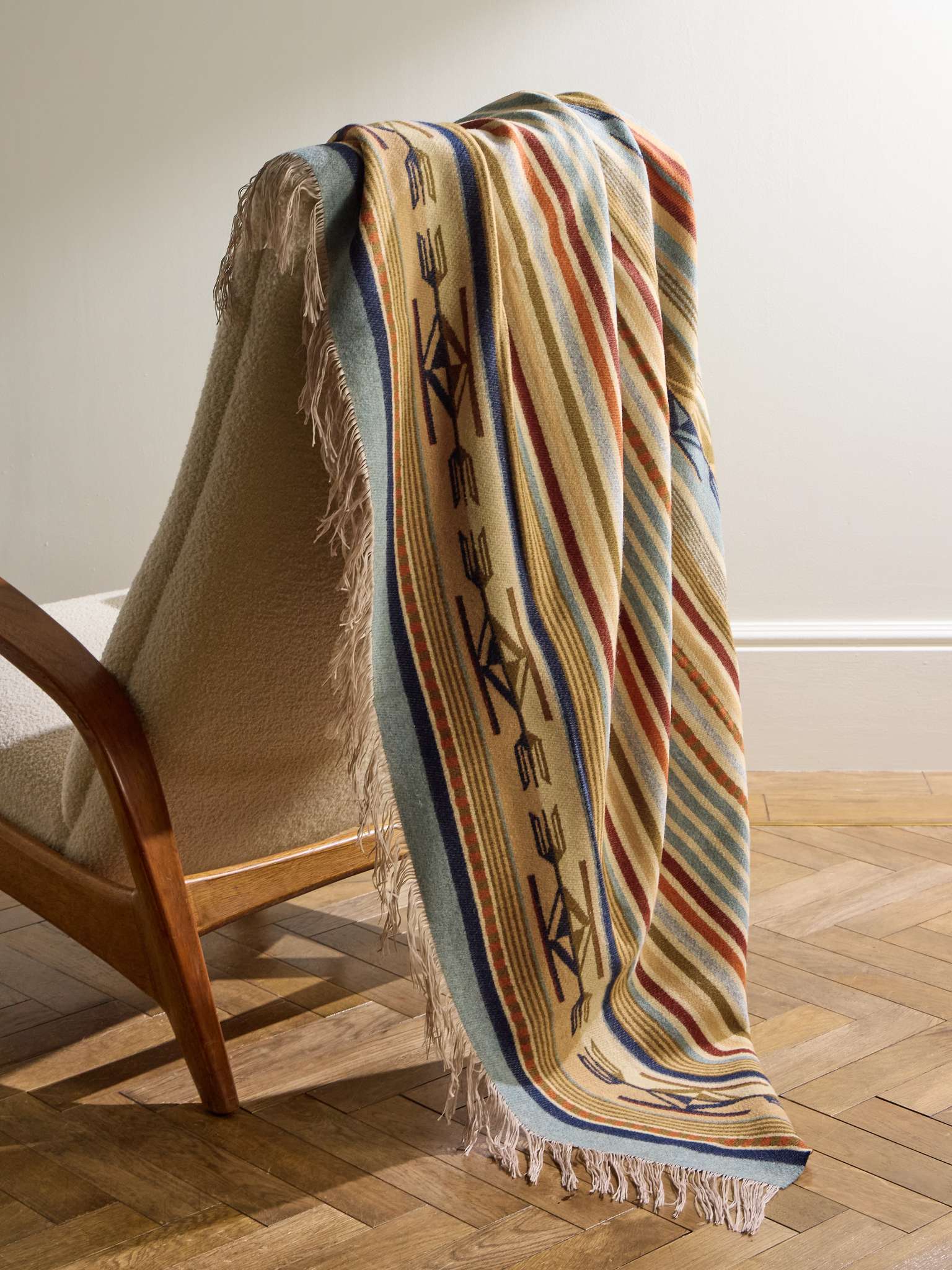 PENDLETON Chimayo Fringed Striped Virgin Wool-Jacquard Blanket for Men ...