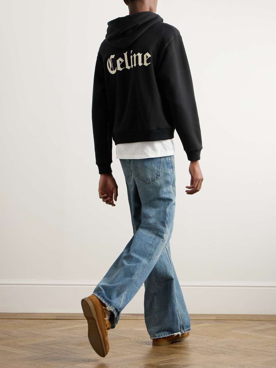 CELINE Logo-Embroidered Cotton-Jersey Zip-Up Hoodie for Men | MR PORTER