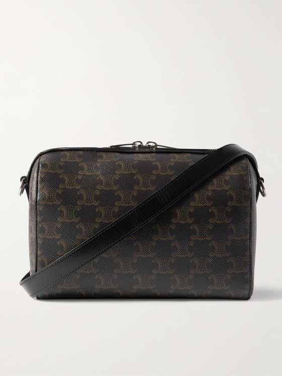 CELINE HOMME Boston Mini Leather-Trimmed Monogrammed Coated-Canvas ...