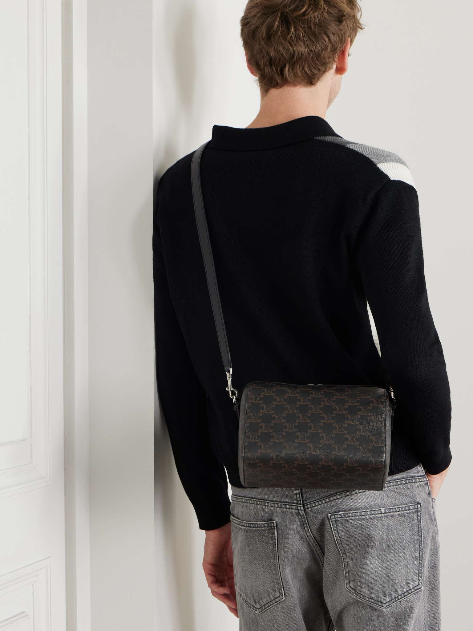 CELINE HOMME Boston Mini Leather-Trimmed Monogrammed Coated-Canvas ...