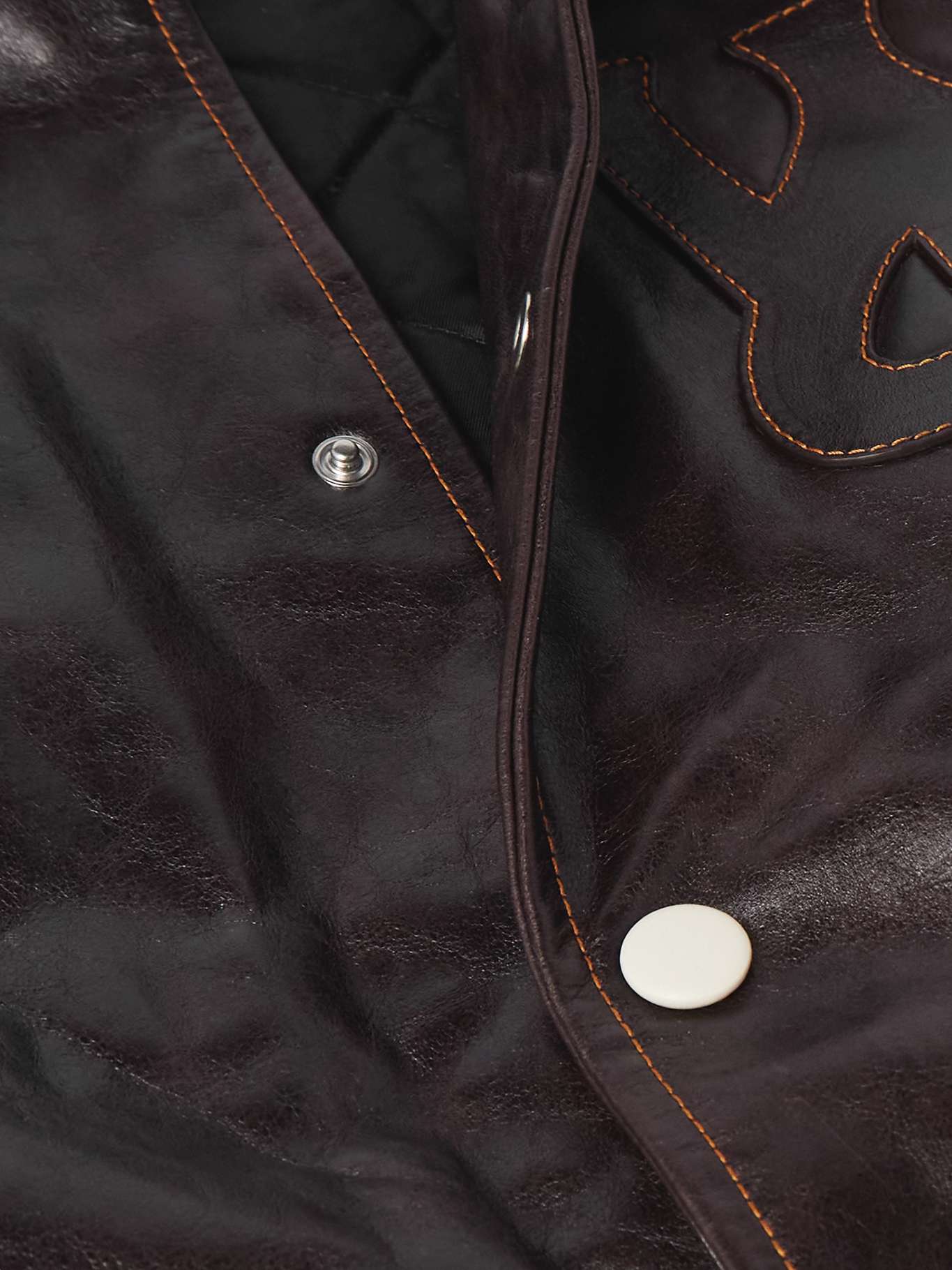 WALES BONNER Prince Logo-Appliquéd Padded Leather Varsity Jacket for ...