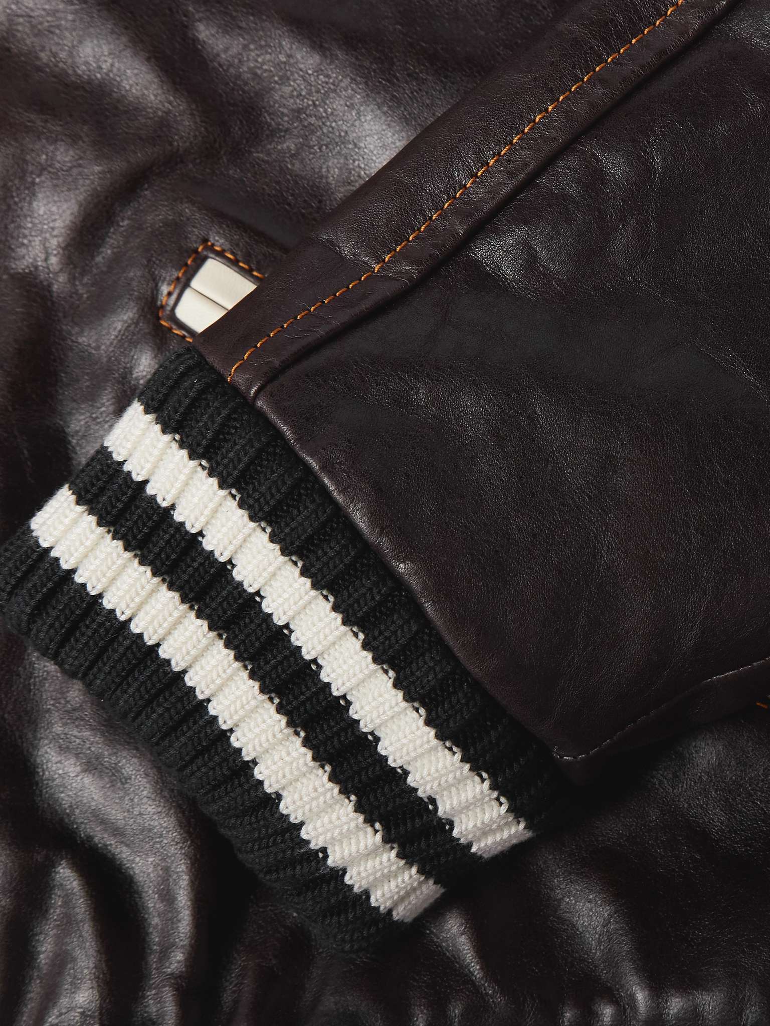 WALES BONNER Prince Logo-Appliquéd Padded Leather Varsity Jacket for ...