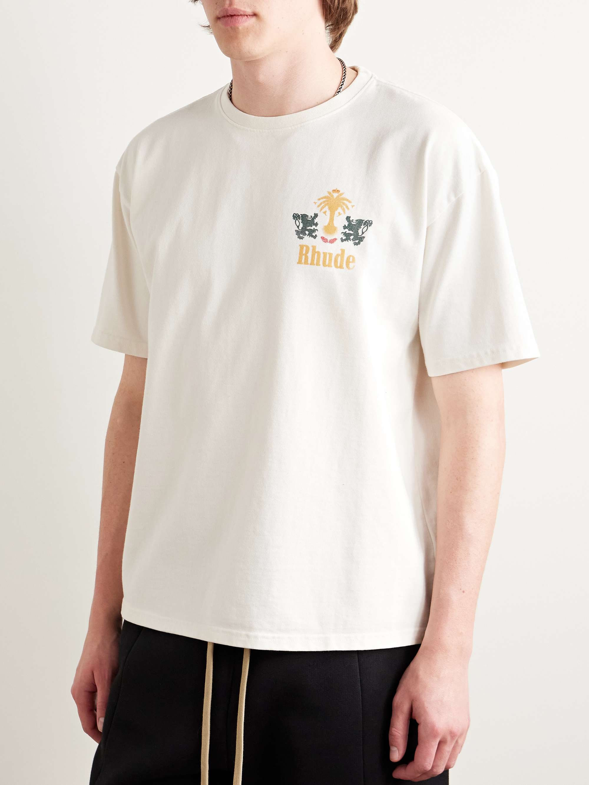 RHUDE Tobacco Logo-Print Cotton-Jersey T-Shirt for Men | MR PORTER
