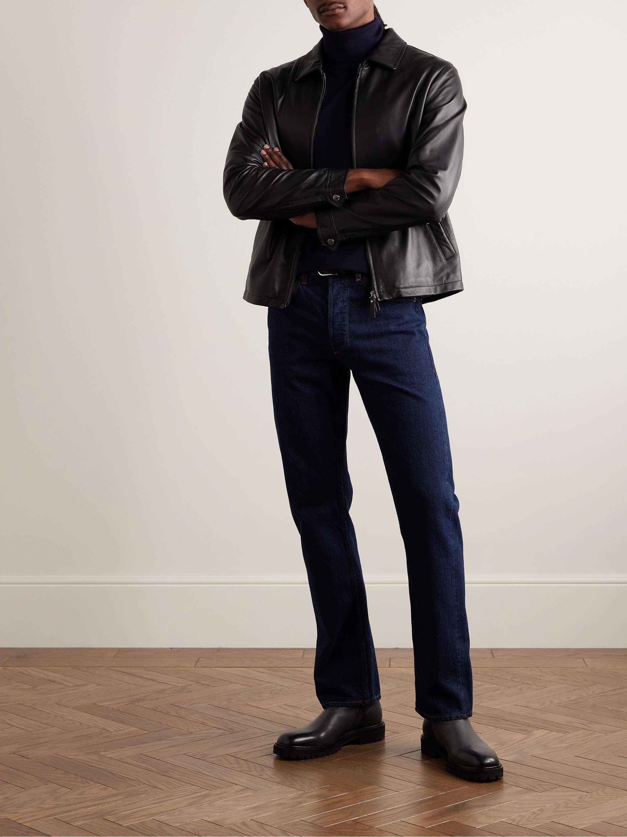 Black Leather Jacket | CANALI | MR PORTER