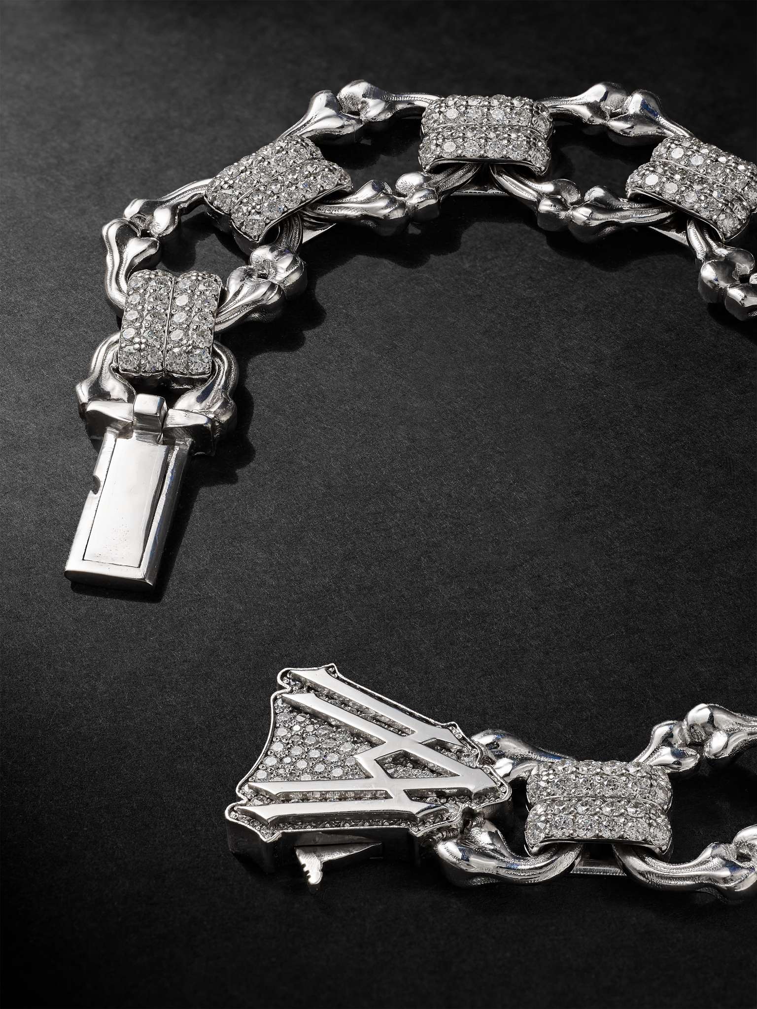 ALEX MOSS NEW YORK Crushed Bones 14-Karat White Gold Diamond Chain ...