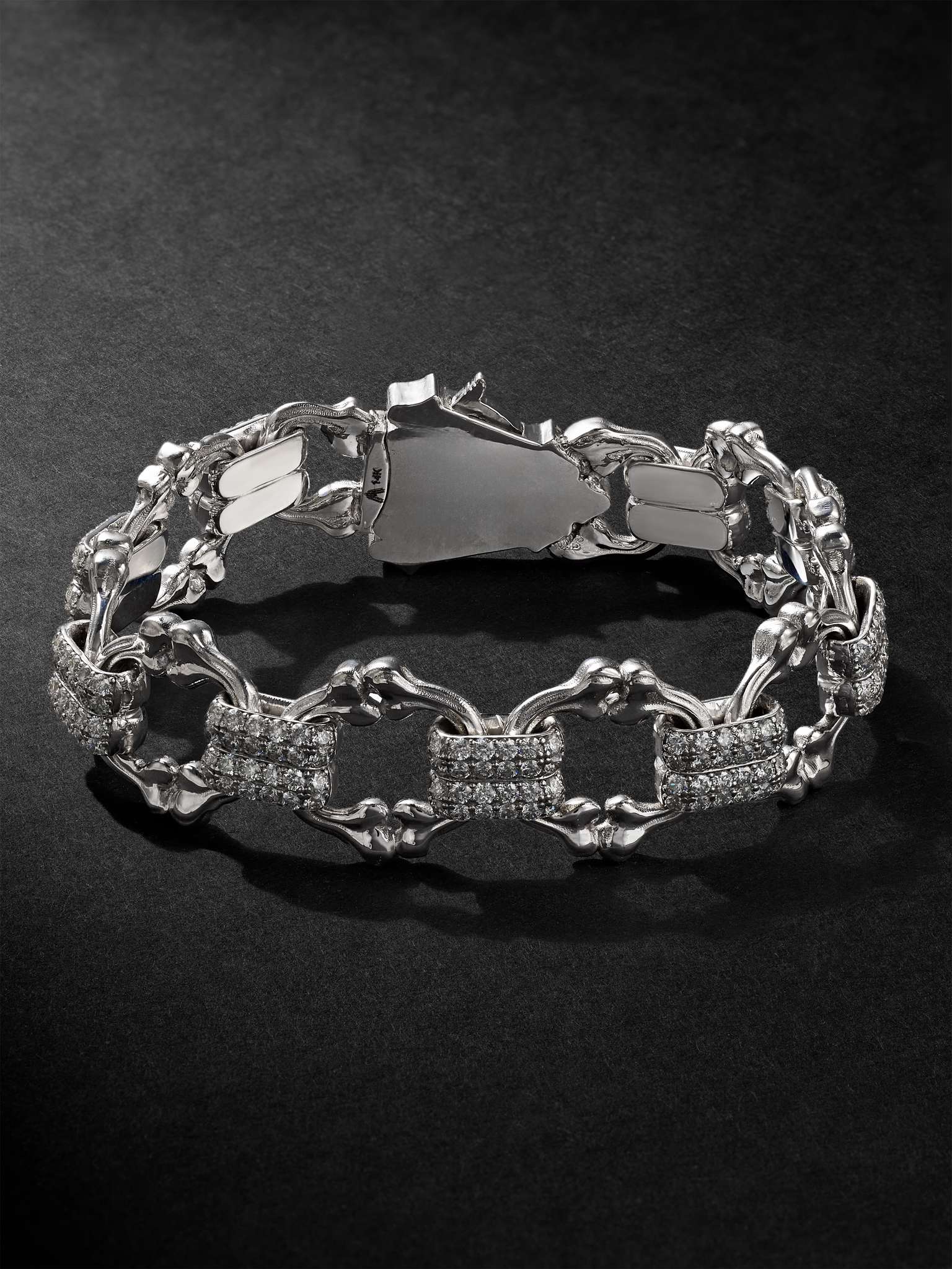 ALEX MOSS NEW YORK Crushed Bones 14-Karat White Gold Diamond Chain ...