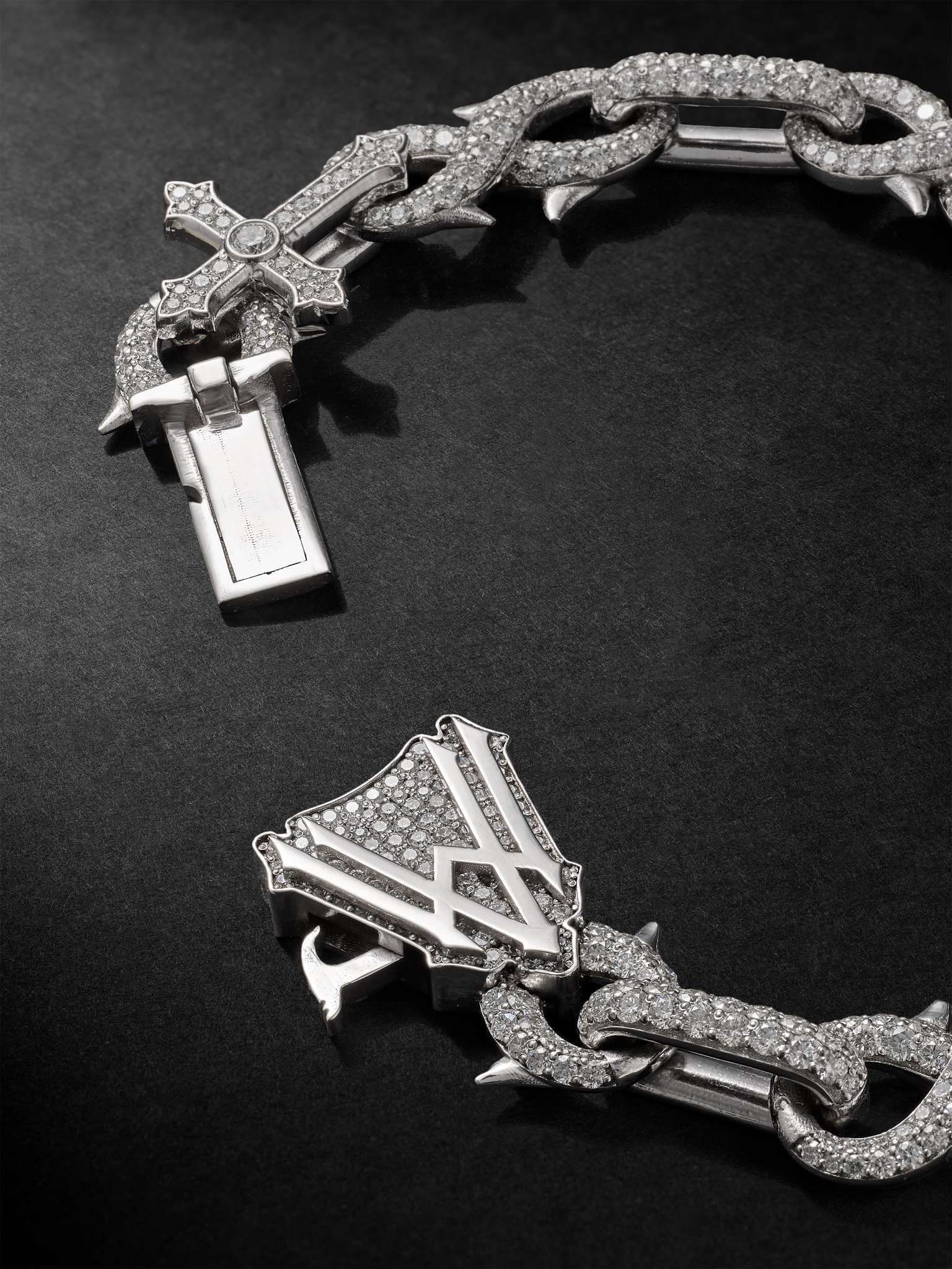 ALEX MOSS NEW YORK St Mark 14-Karat White Gold Diamond Bracelet for Men ...