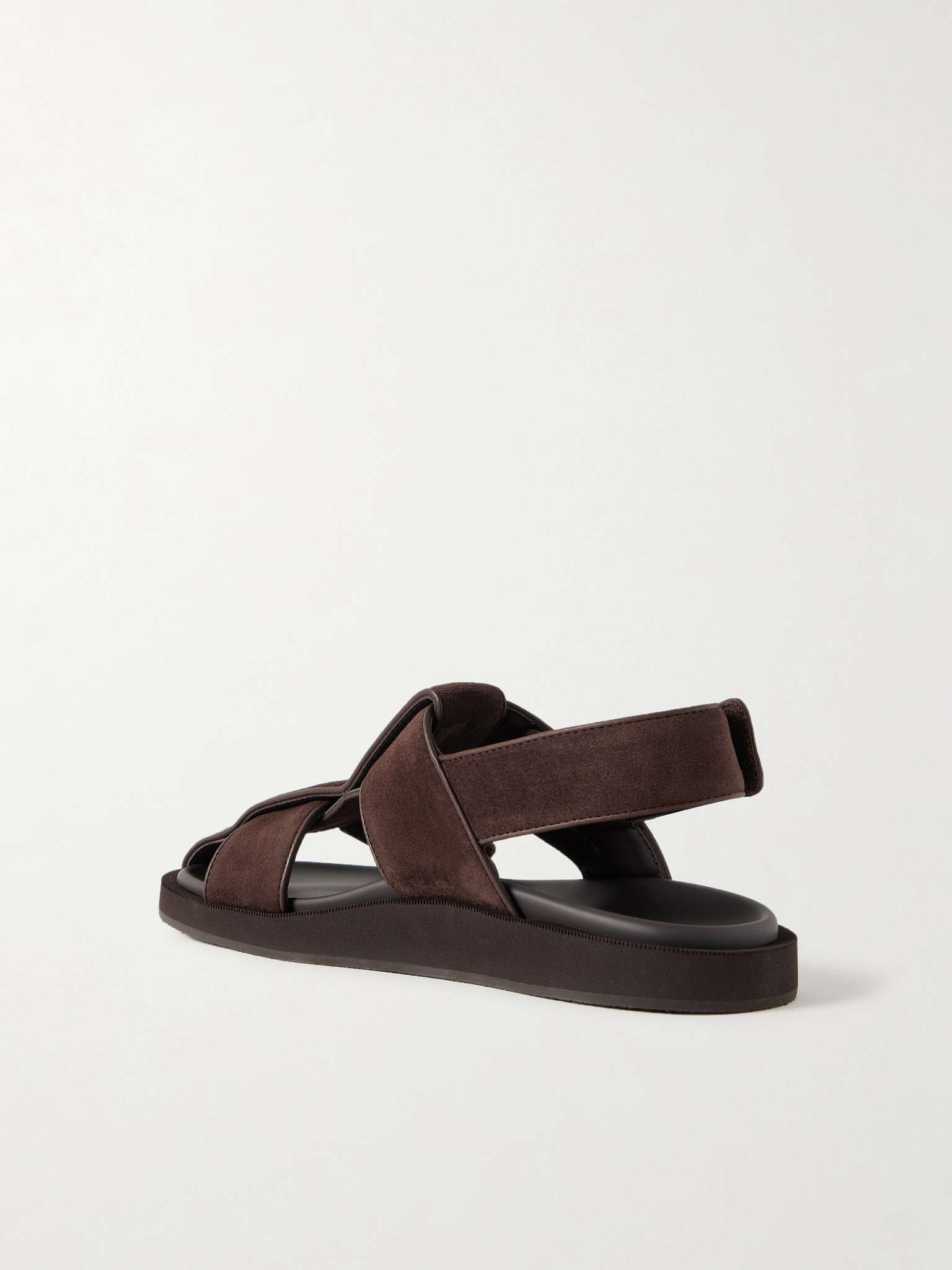 JOHN LOBB Milford Leather-Trimmed Suede Sandals for Men | MR PORTER