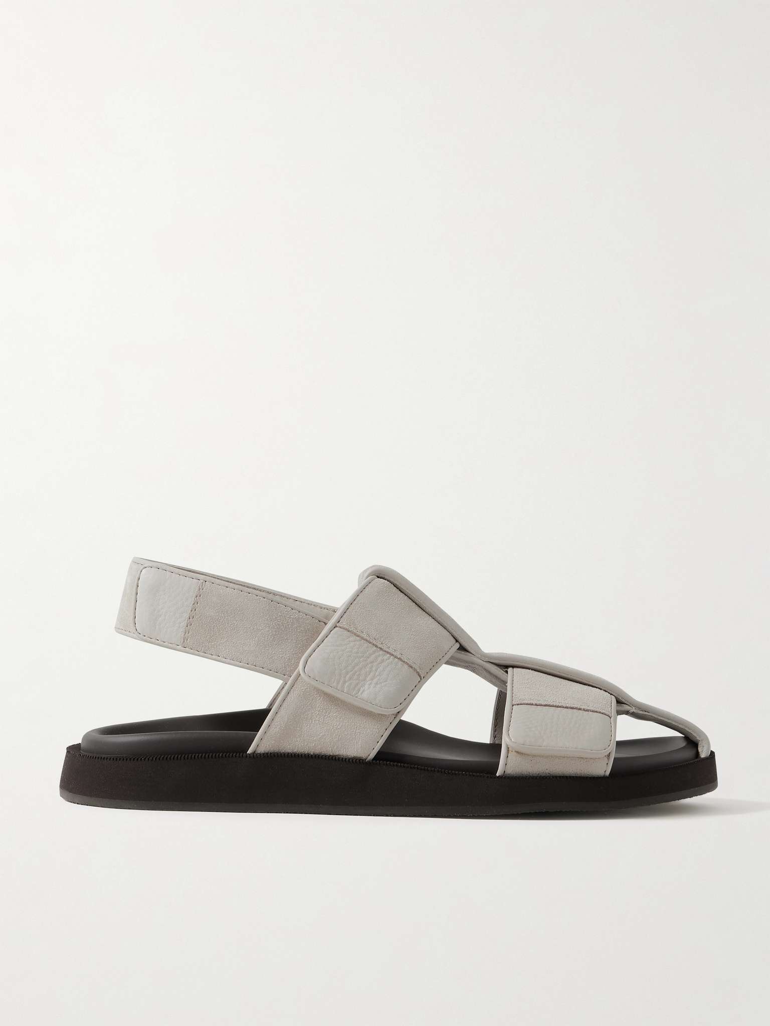 JOHN LOBB Milford Leather-Trimmed Suede Sandals for Men | MR PORTER