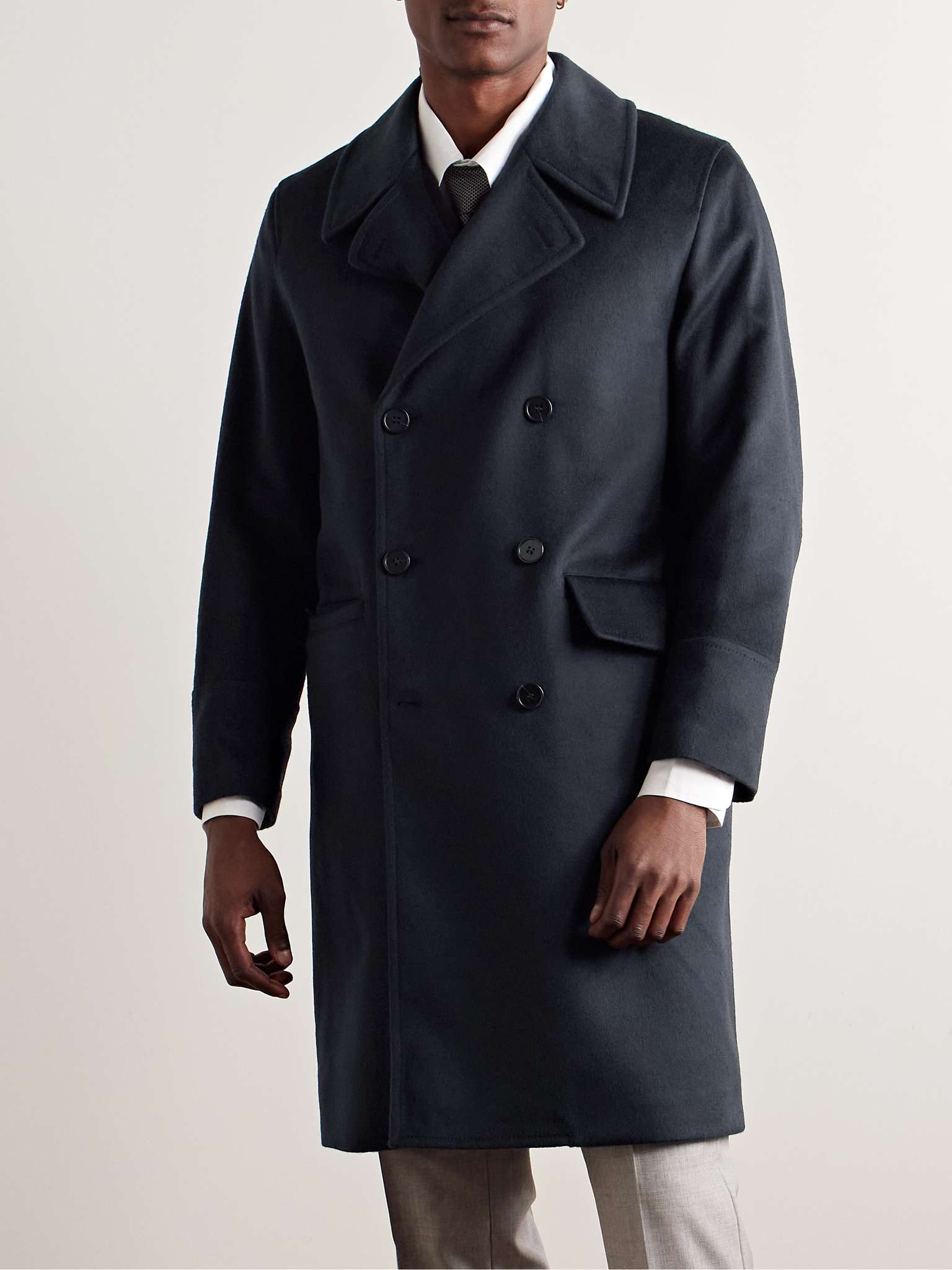 KINGSMAN Double-Breasted Wool and Cashmere-Blend Felt Coat for Men | MR ...