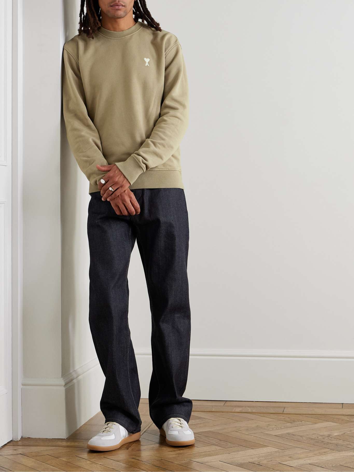 AMI PARIS Ami de Coeur Logo-Embroidered Organic Cotton-Jersey Sweatshirt for Men | MR PORTER