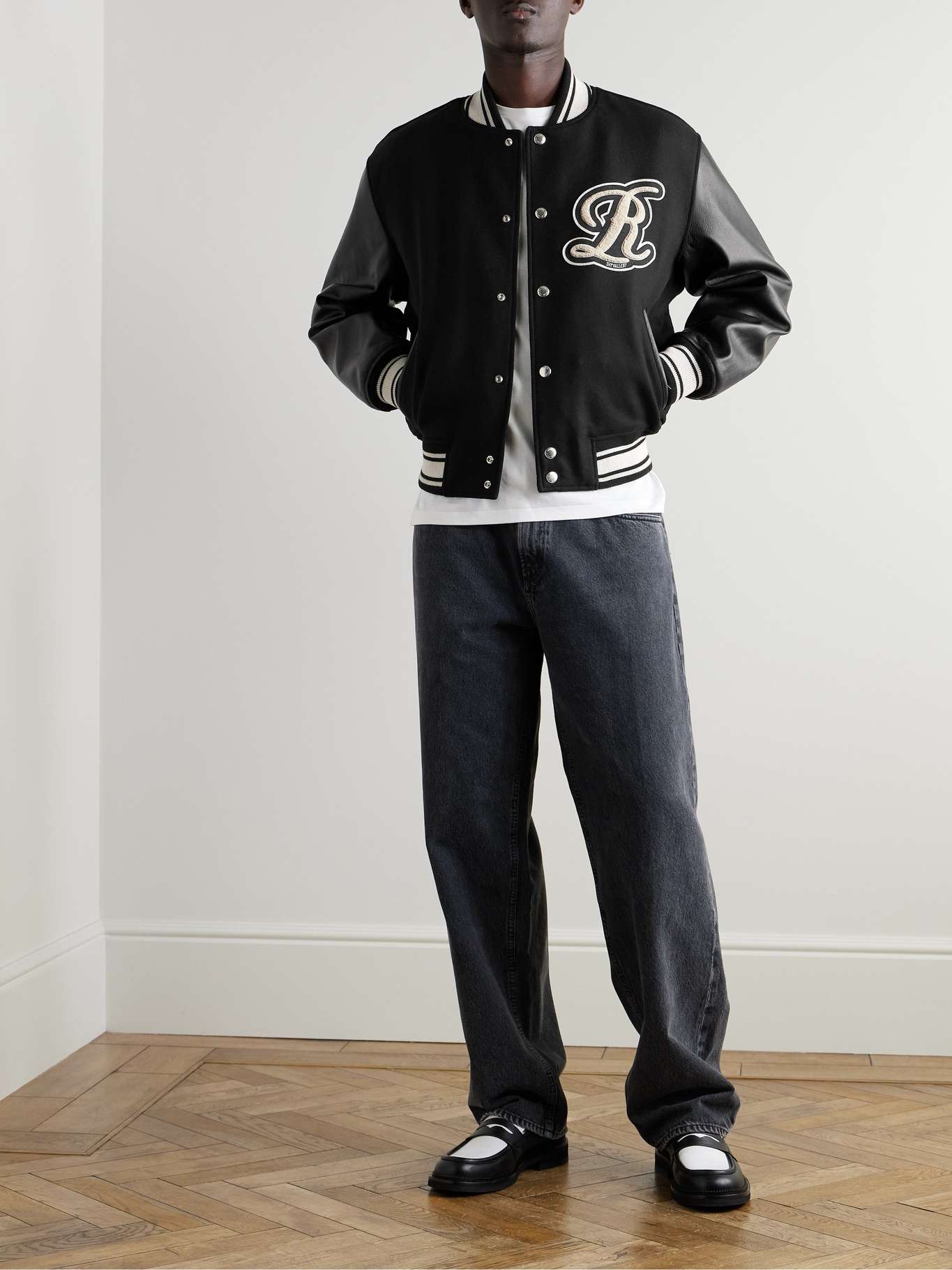 AGOLDE + RSVP GALLERY Logo-Appliquéd Leather-Trimmed Wool-Blend Felt ...