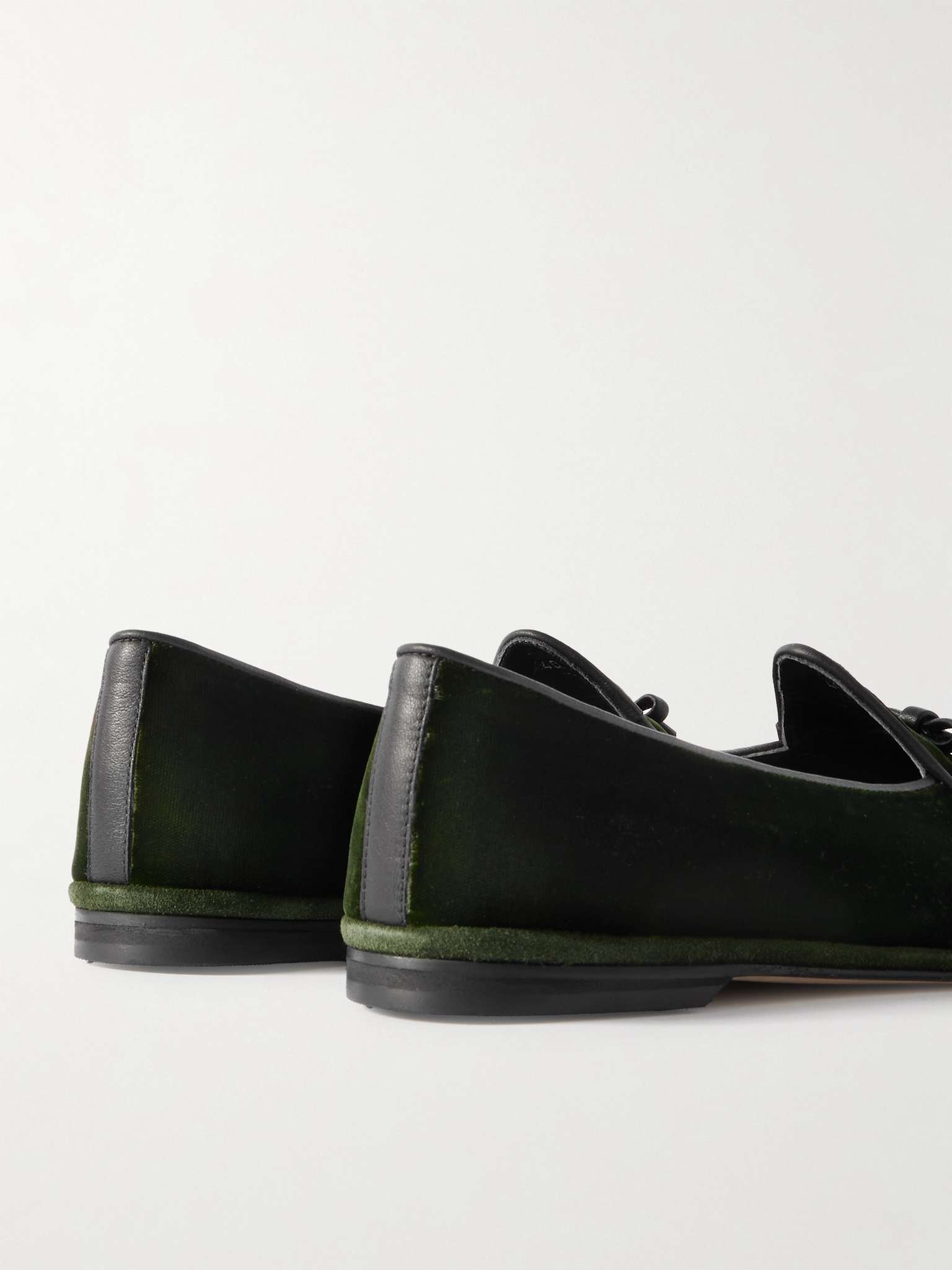 RUBINACCI Marphy Leather-Trimmed Bow-Embellished Velvet Loafers for Men ...