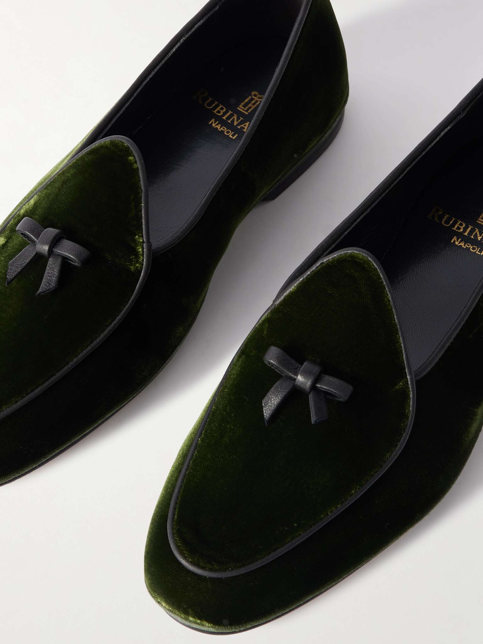 RUBINACCI Marphy Leather-Trimmed Bow-Embellished Velvet Loafers for Men ...