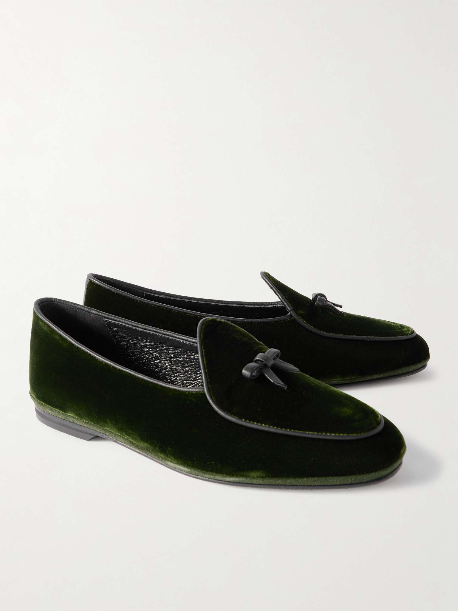 RUBINACCI Marphy Leather-Trimmed Bow-Embellished Velvet Loafers for Men ...