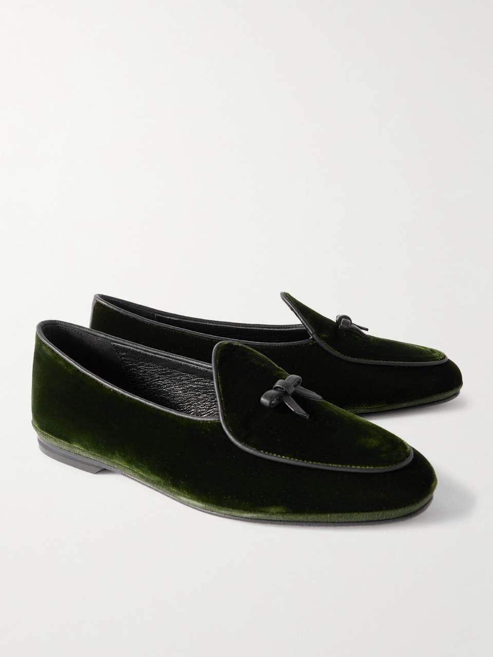 RUBINACCI Marphy Leather-Trimmed Bow-Embellished Velvet Loafers for Men ...