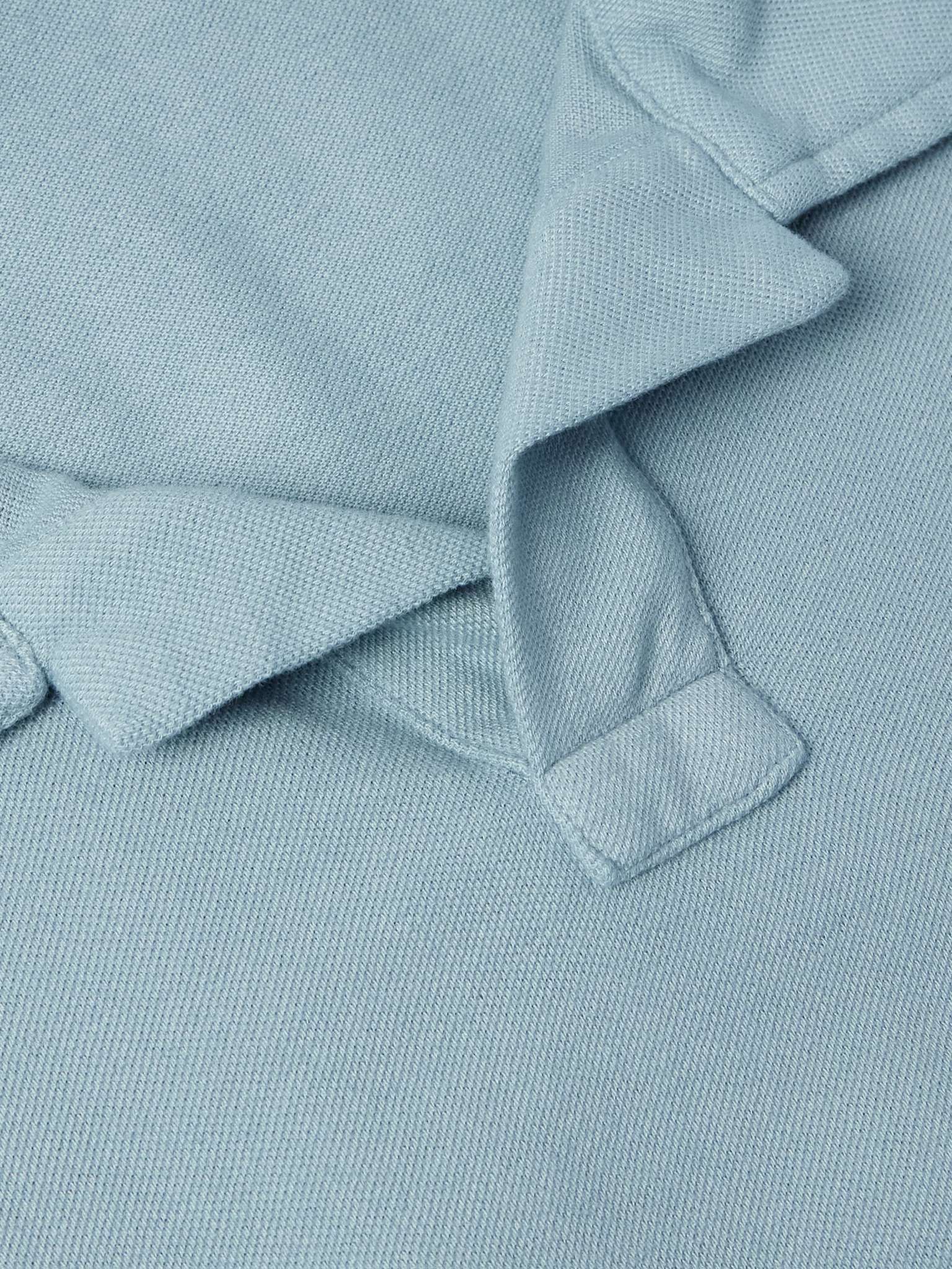 Blue Rico Cotton and Cashmere-Blend Piqué Polo Shirt | MASSIMO ALBA ...