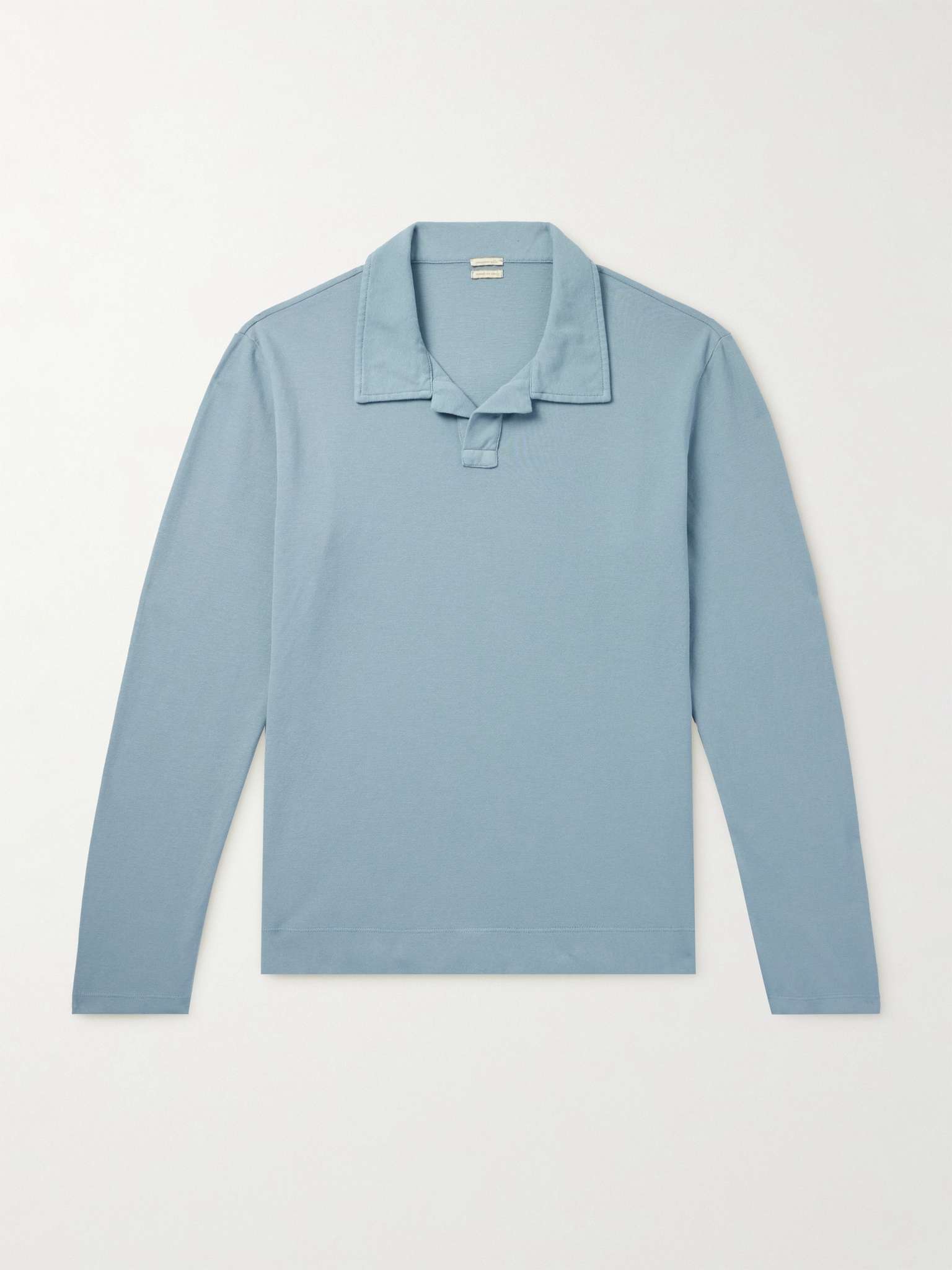 Blue Rico Cotton and Cashmere-Blend Piqué Polo Shirt | MASSIMO ALBA ...