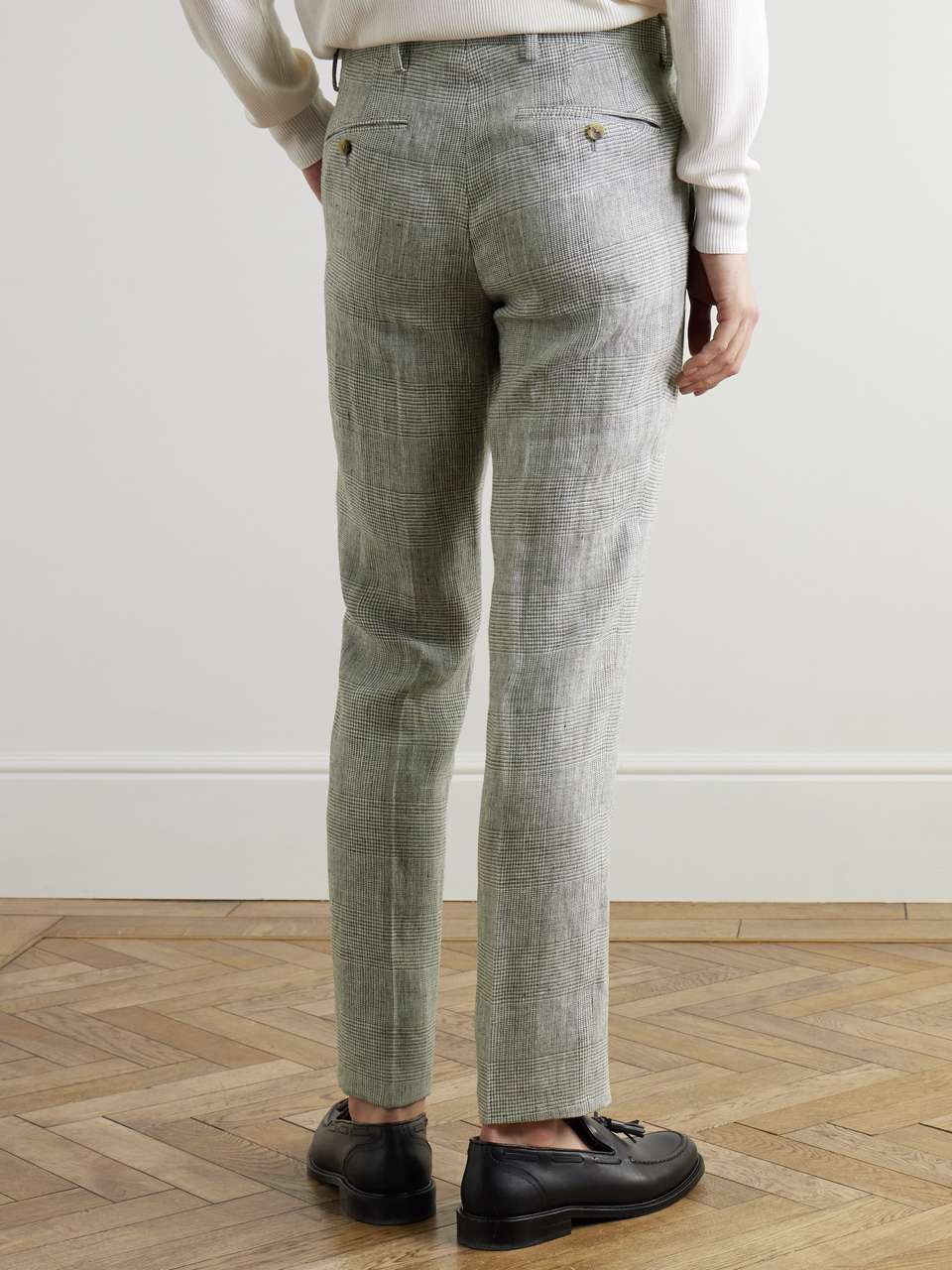 MR P. Phillip Straight-Leg Prince of Wales Checked Linen Suit Trousers ...