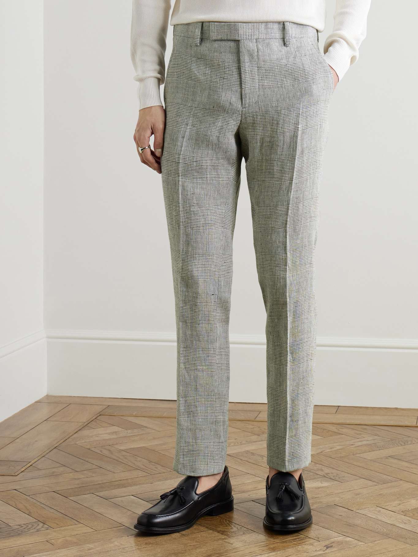 MR P. Phillip Straight-Leg Prince of Wales Checked Linen Suit Trousers ...
