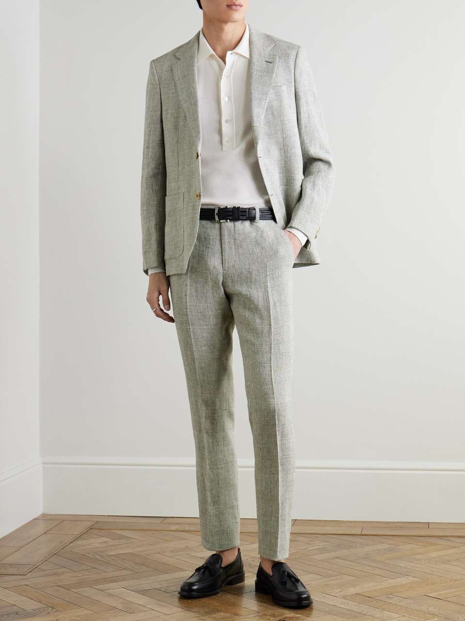 MR P. Phillip Straight-Leg Prince of Wales Checked Linen Suit Trousers ...