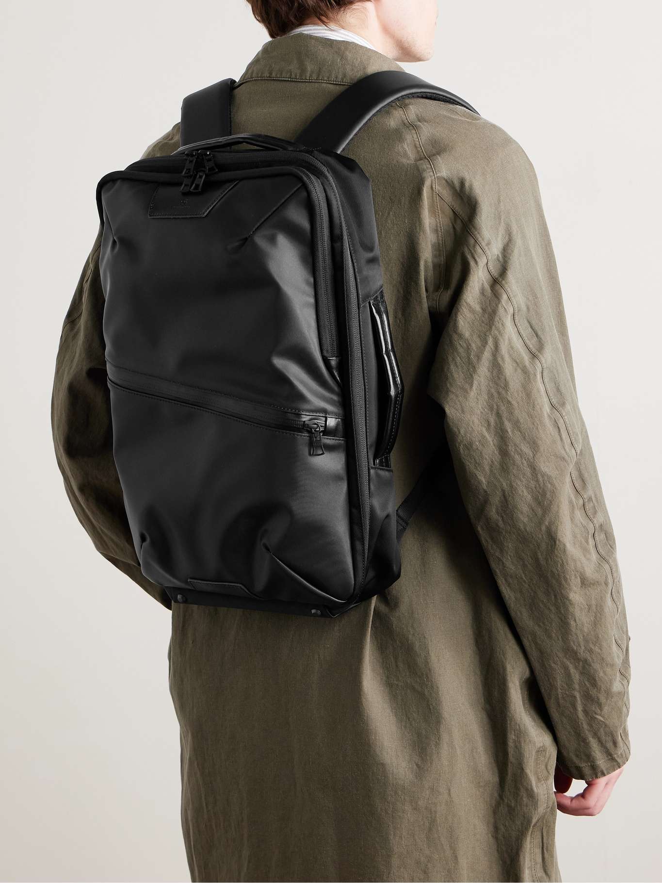 MASTER-PIECE Progress 2WAY Leather-Trimmed Coated-Shell Backpack for Men | MR PORTER
