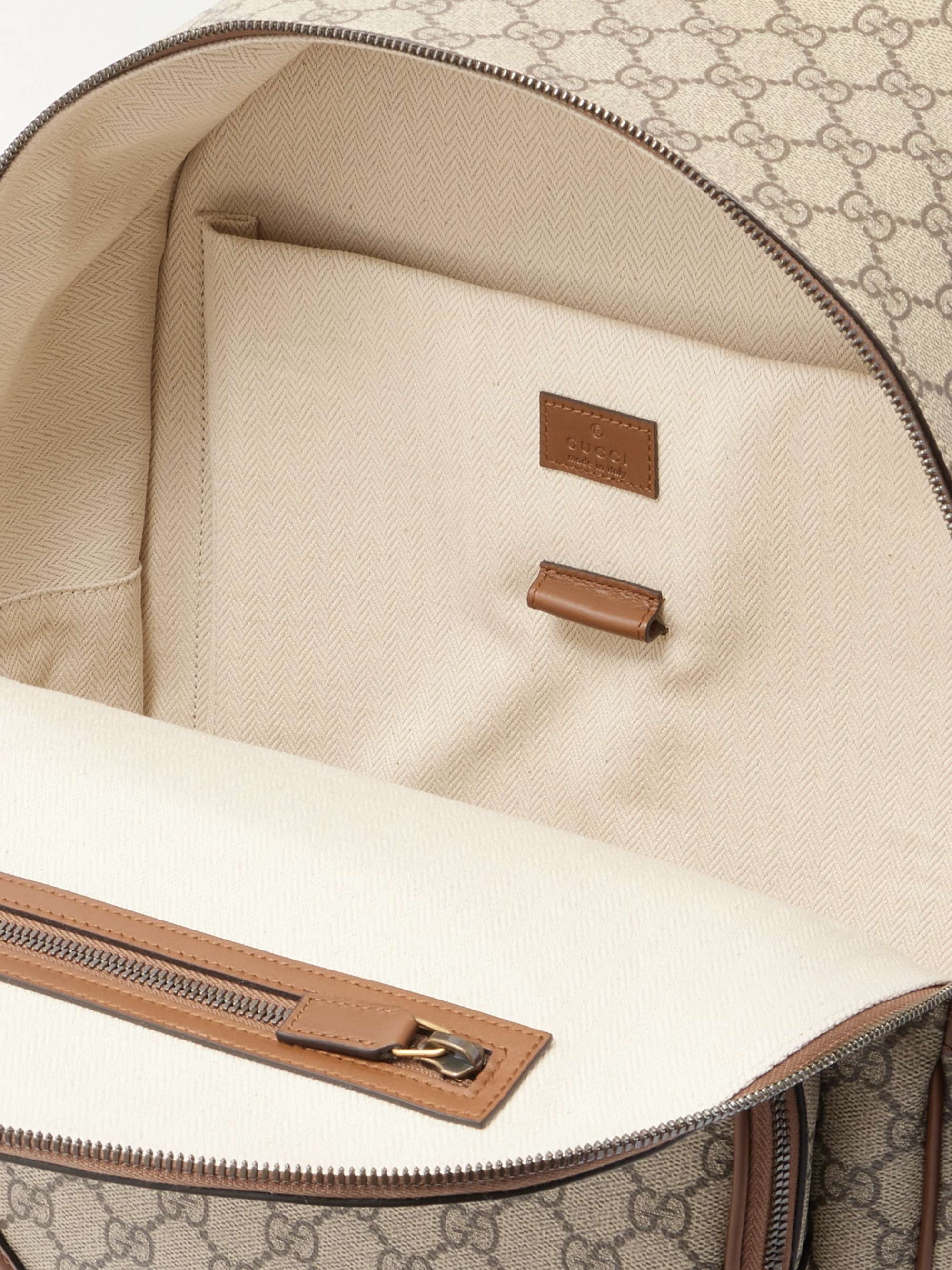 GUCCI GG Leather-Trimmed Monogrammed Coated-Canvas Backpack for Men ...