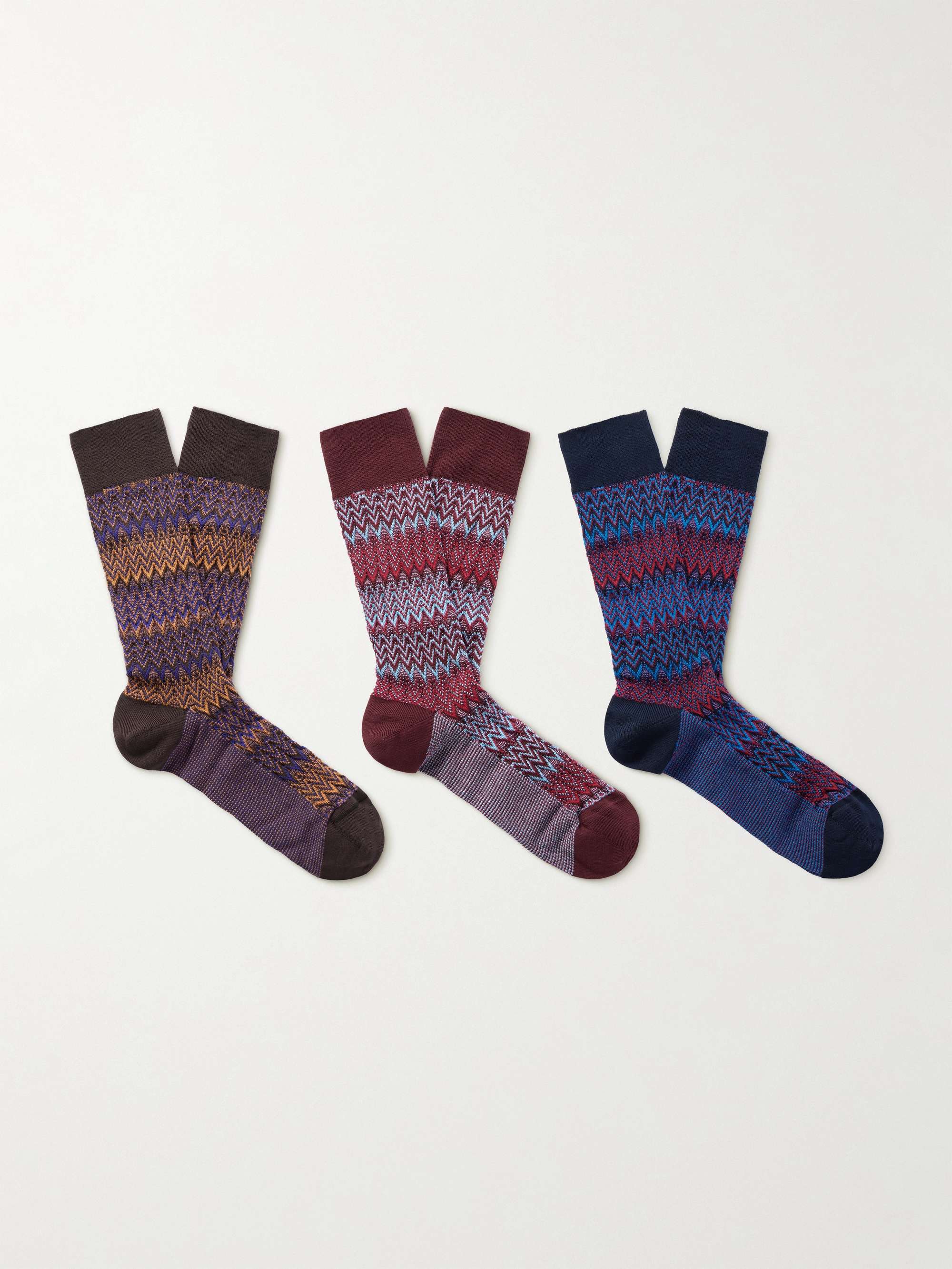 MISSONI Three-Pack Crochet-Knit Cotton-Blend Socks for Men | MR PORTER
