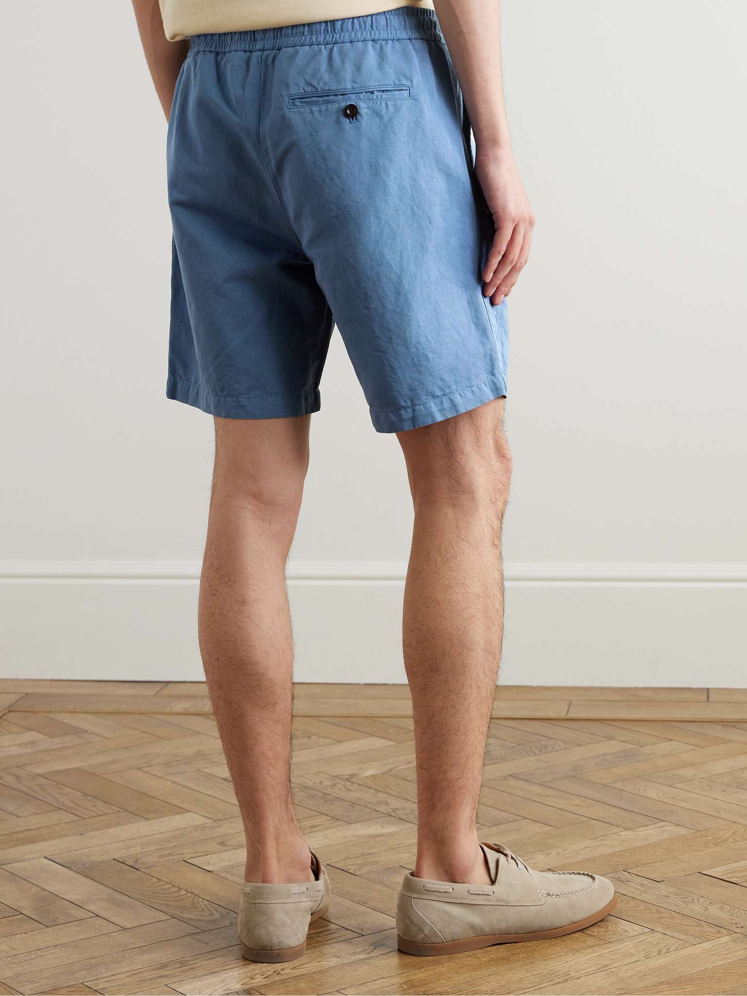 MR P. Straight-Leg Organic Cotton and Linen-Blend Drawstring Shorts for ...