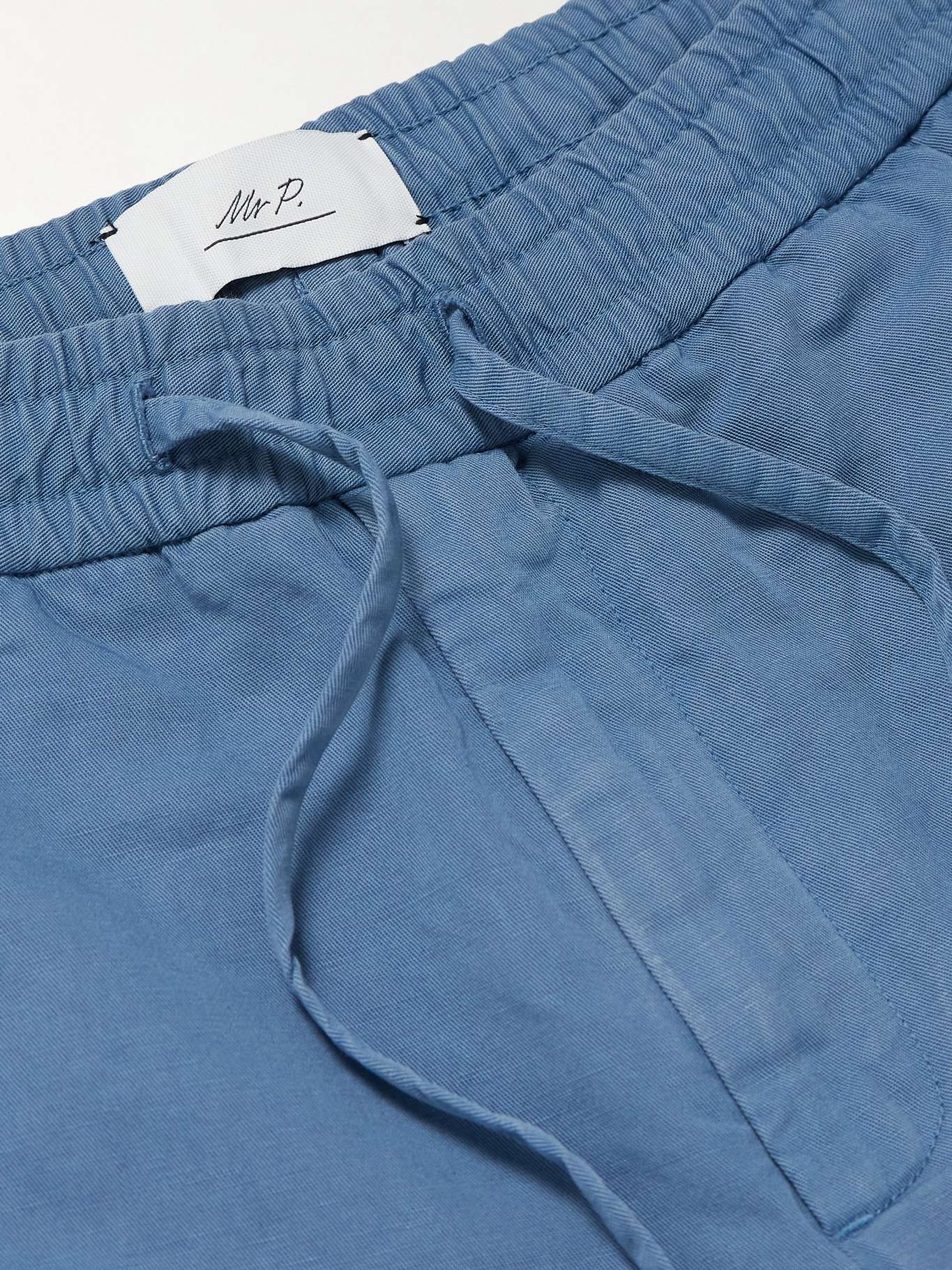 MR P. Straight-Leg Organic Cotton and Linen-Blend Drawstring Shorts for ...