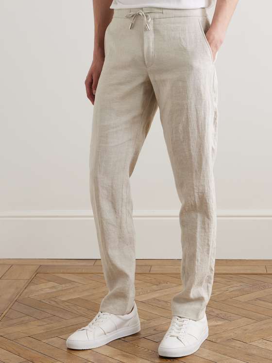 MR P. James Straight-Leg Linen Drawstring Trousers for Men | MR PORTER