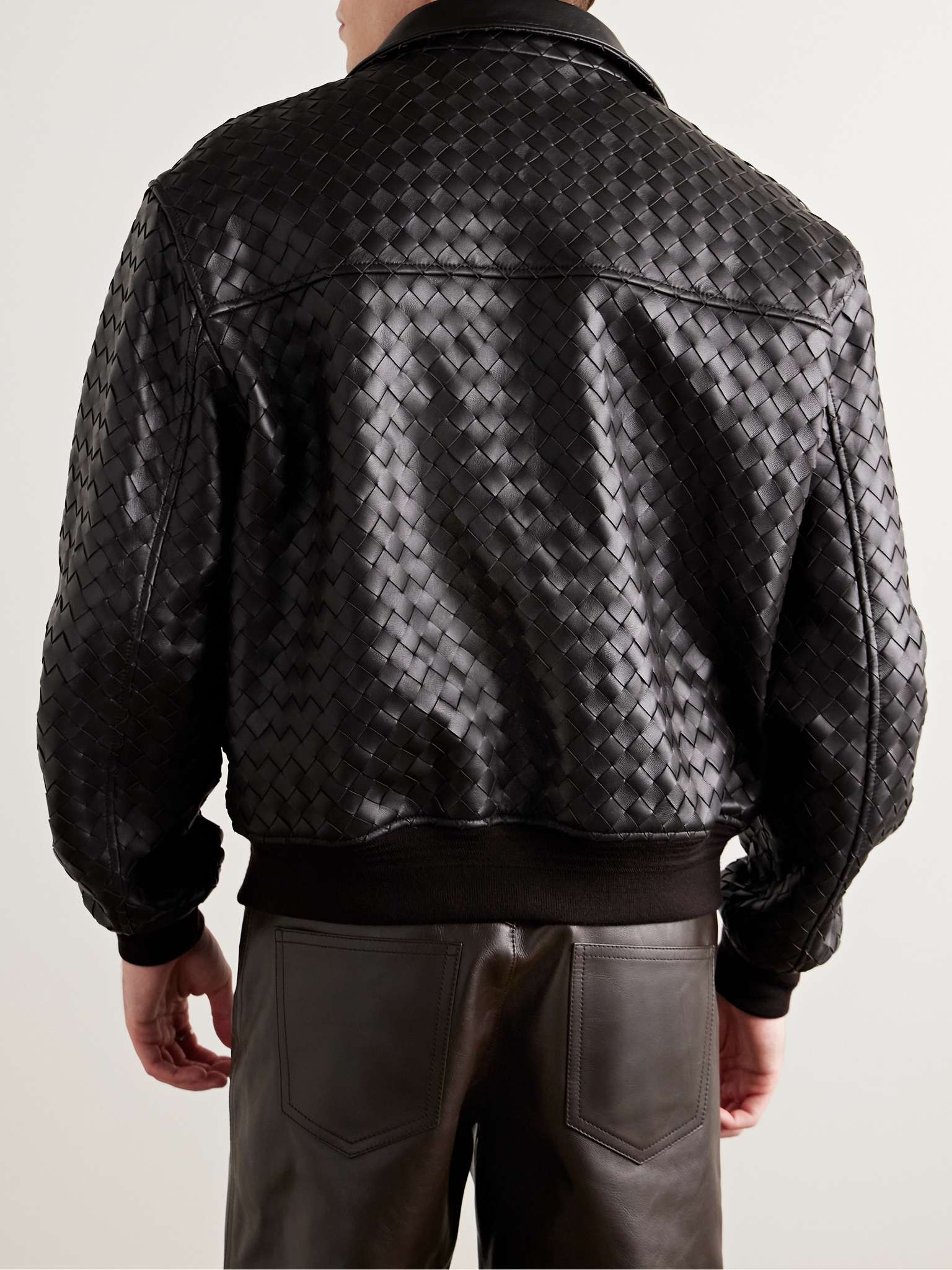BOTTEGA VENETA Intrecciato Leather Blouson Jacket for Men | MR PORTER