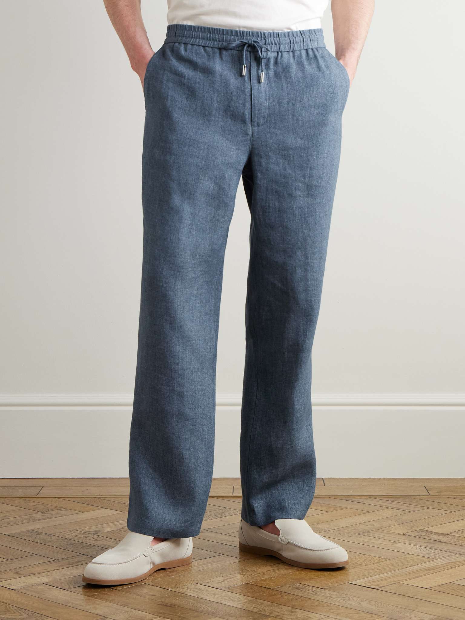 MR P. Edward Straight-Leg Linen-Chambray Drawstring Trousers for Men ...