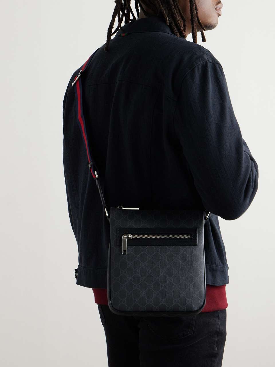 GUCCI GG Leather-Trimmed Monogrammed Supreme Coated-Canvas Messenger ...